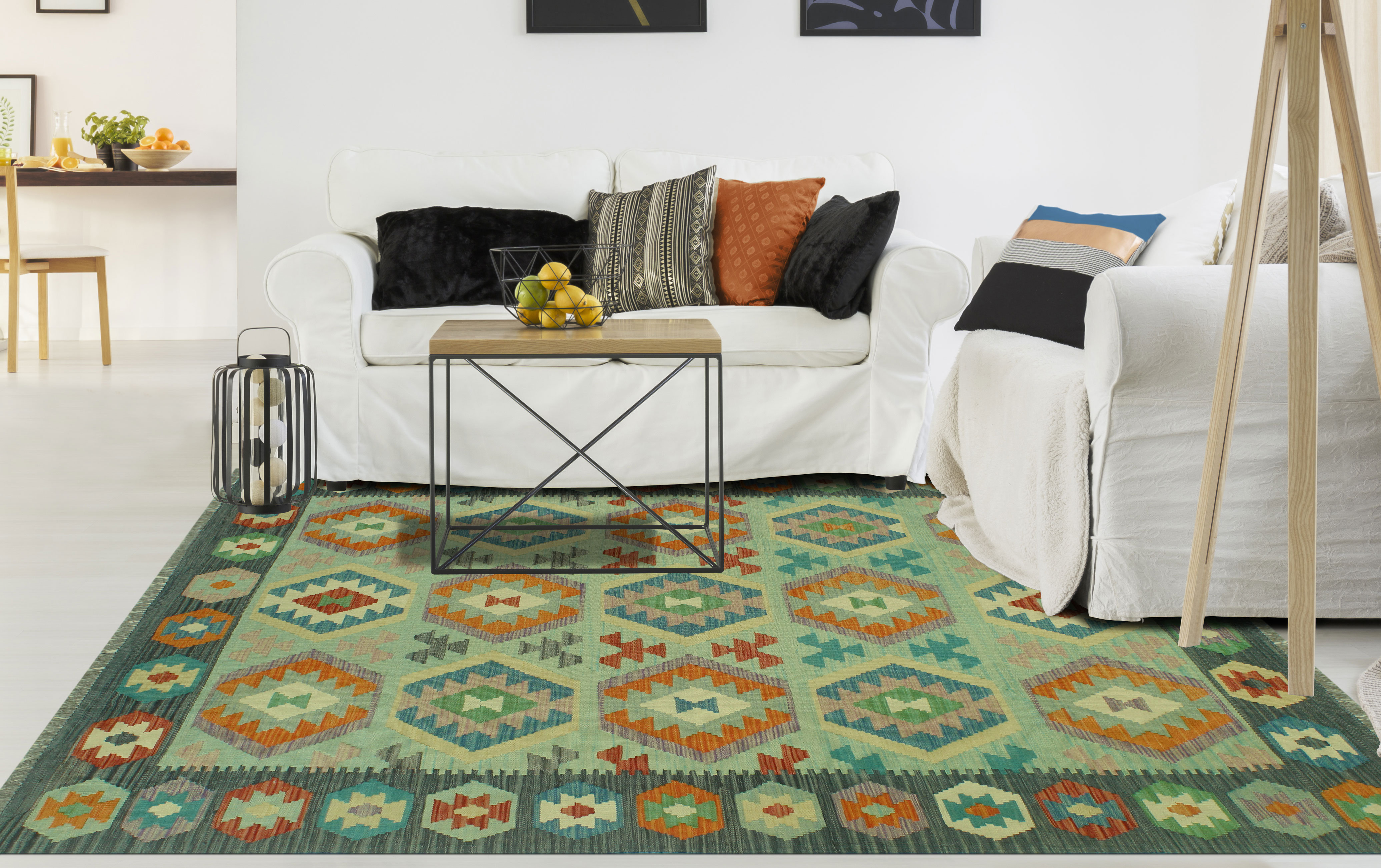 Union Rustic Bousson Kilim Carly Lt. Green Rug | Wayfair