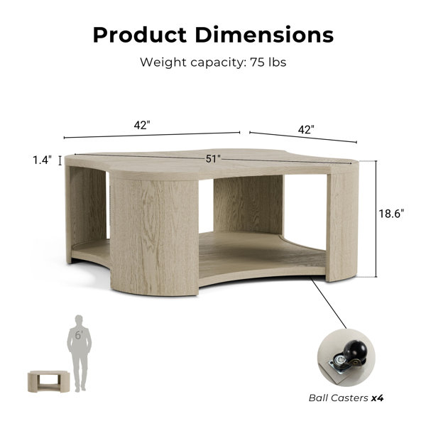 Wrought Studio™ Doloros Coffee Table With 4 Curved Legs | Wayfair