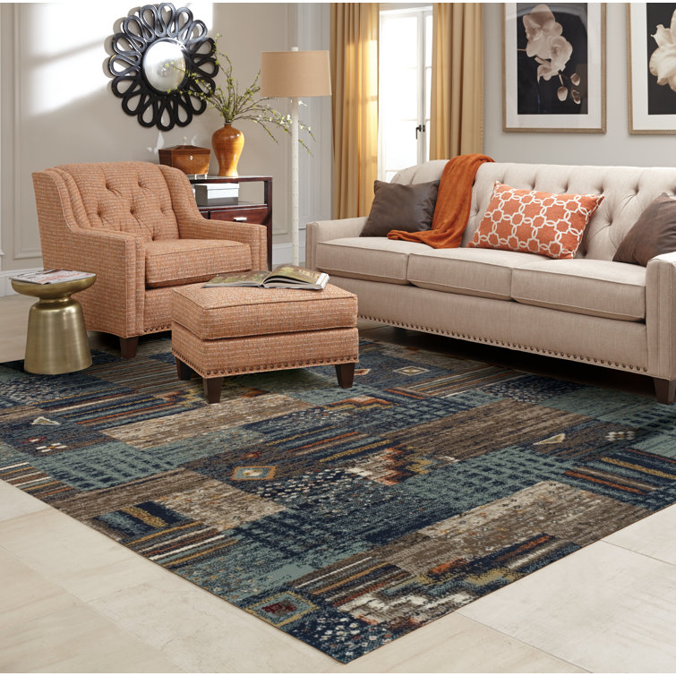 17 Stories Josannah Blue/Brown Rug | Wayfair.co.uk