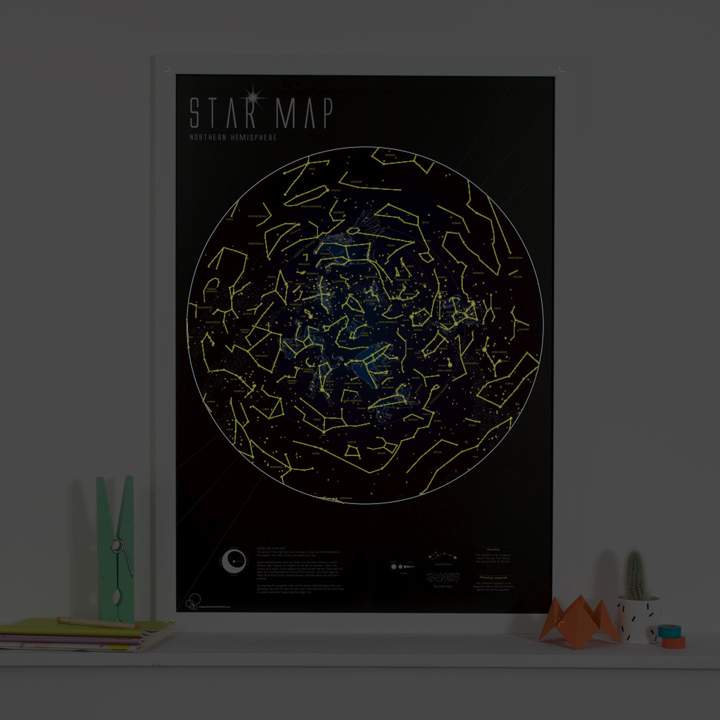 Maps International Roll-Down Glow-in-the-Dark Star Map, 33" x 24.41 ...