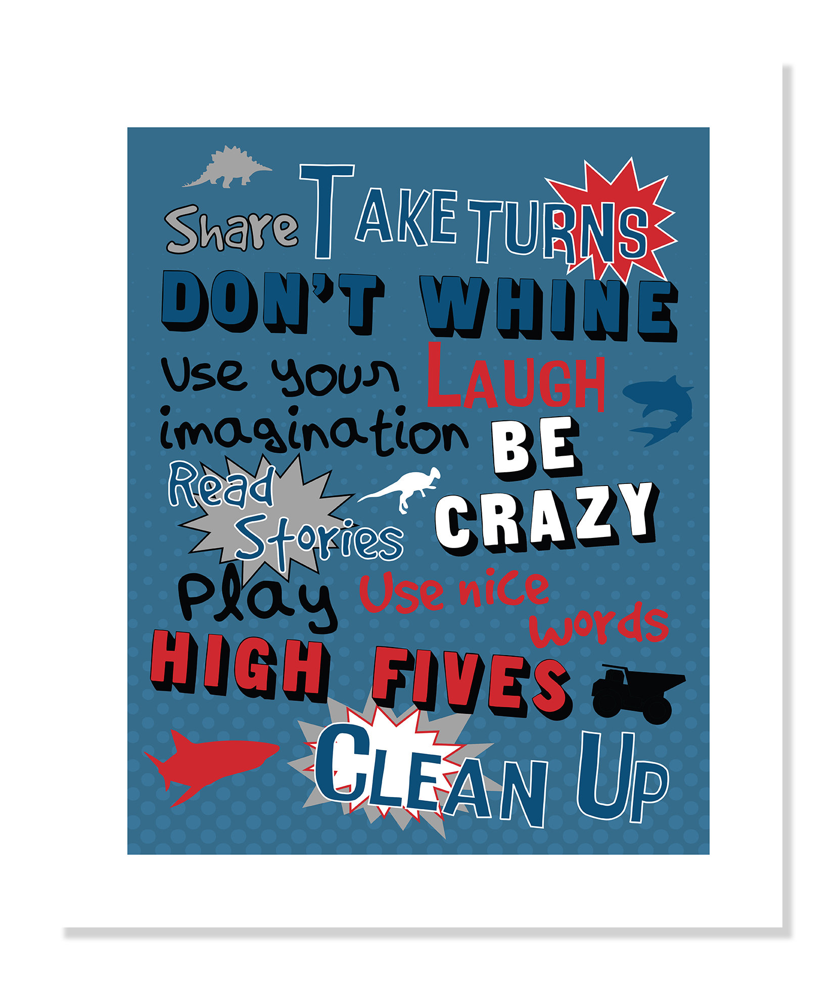 Casa Fine Arts Boys Playroom Rolled Boys Play Room Rules Paper Print ...