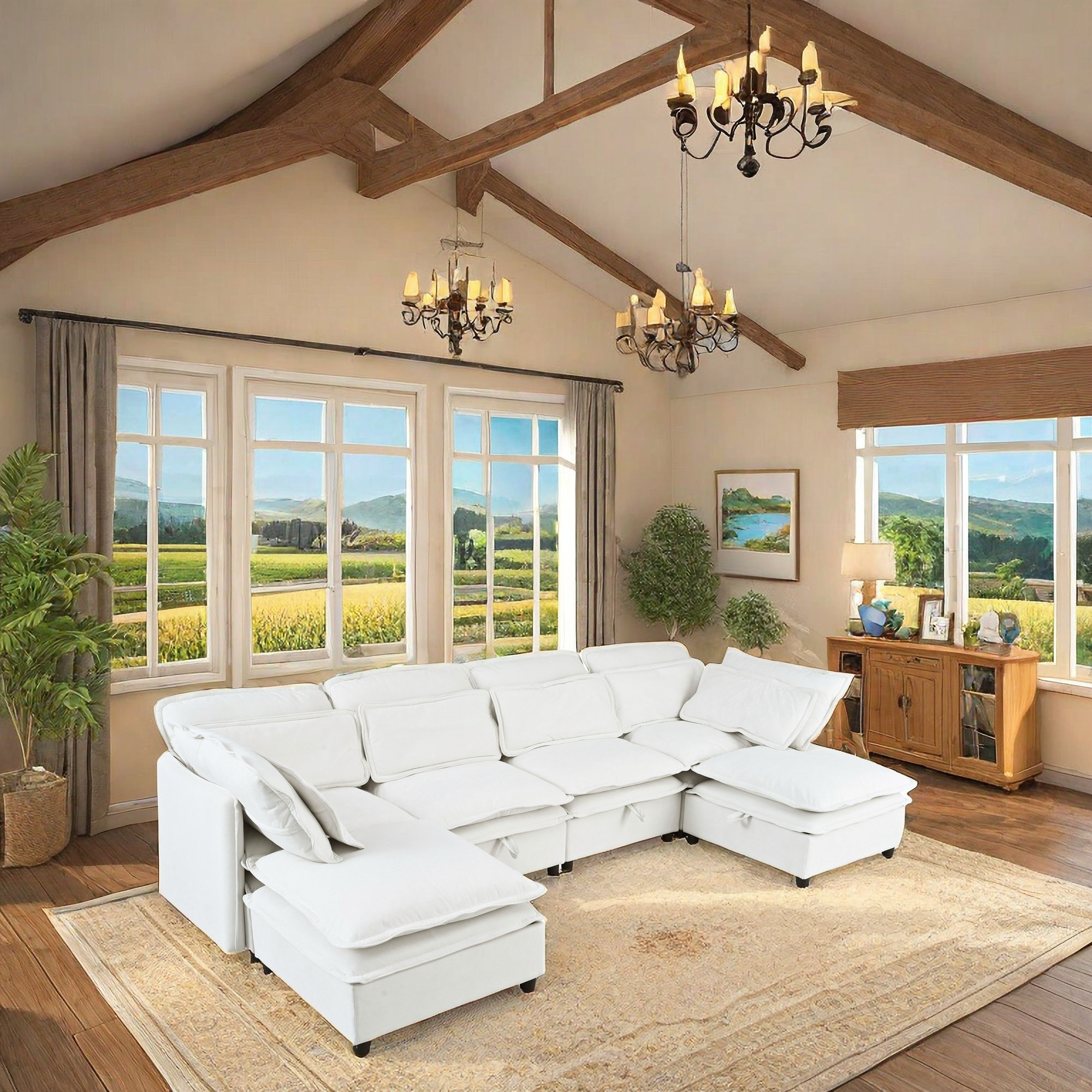 Livaca Modular Sectional Sofa With Dual-Layer Cushions, Built-In ...