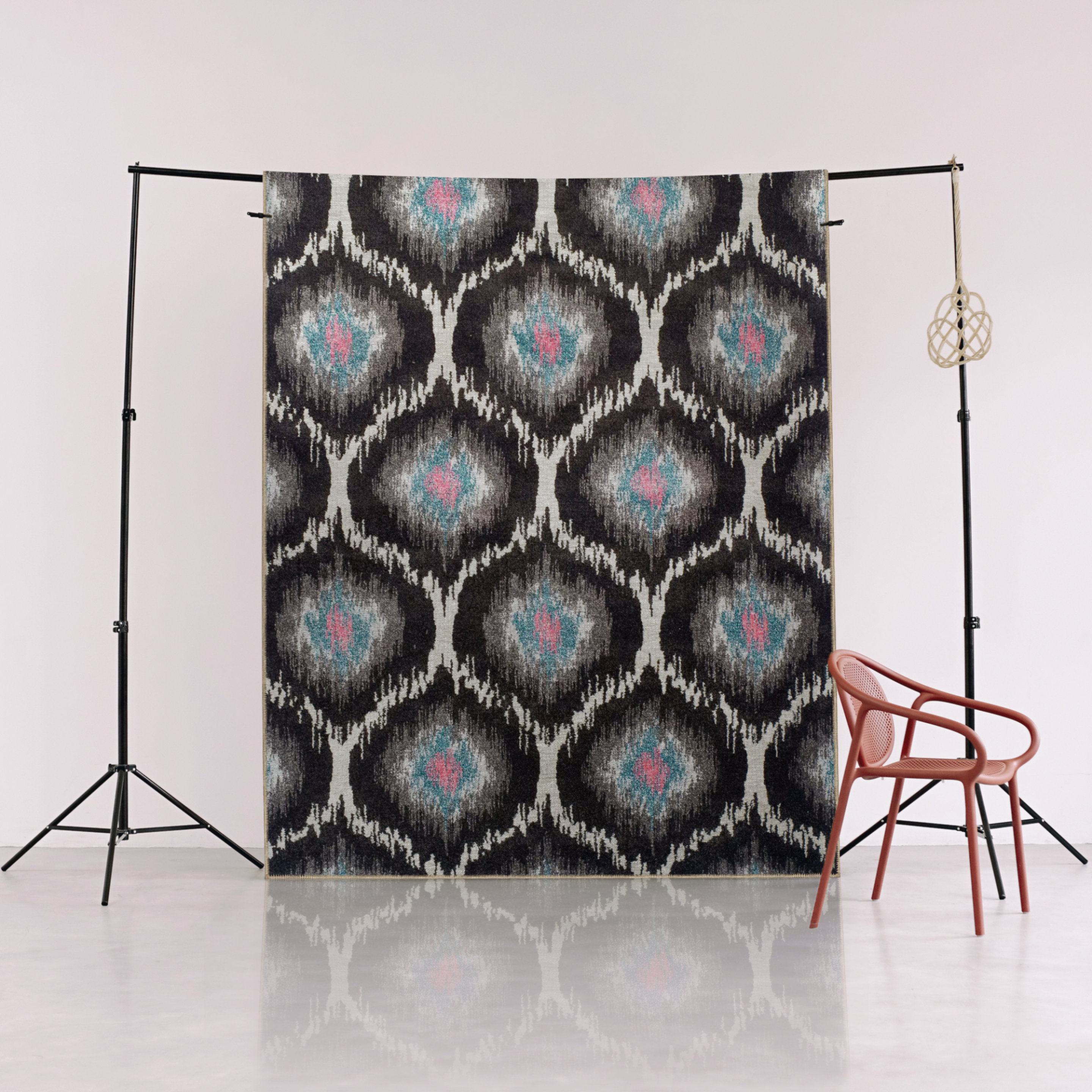 Bungalow Rose Black Grey Themed Abstract Design Vibrating Geometric Pattern Modern Decorative ...