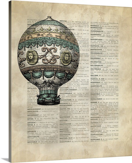 Great Big Canvas 'Vintage Dictionary Art Hot Air Balloon 3 by Kate ...