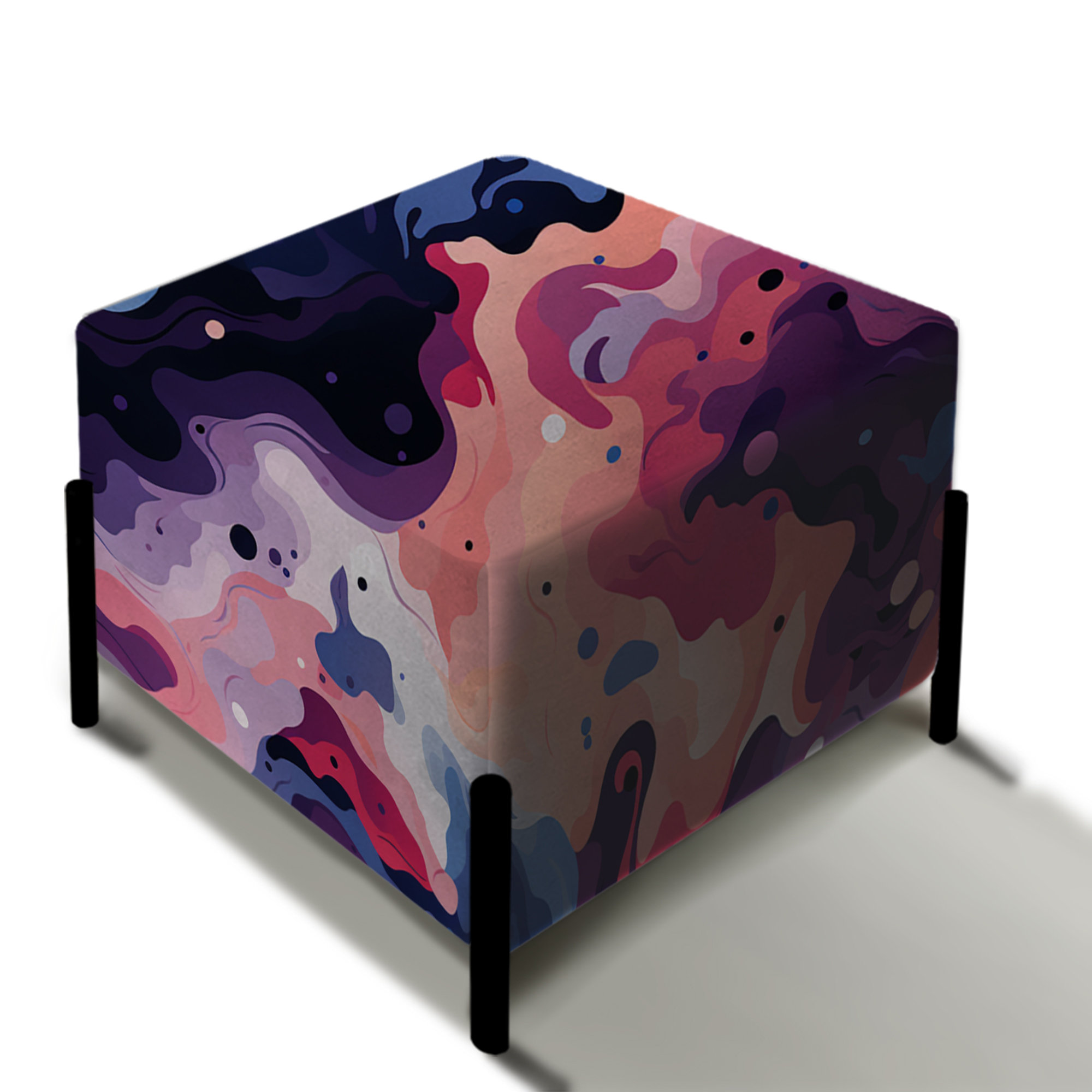 Design Art Celestial Camo Ripple - Abstract Square Ottoman | Wayfair