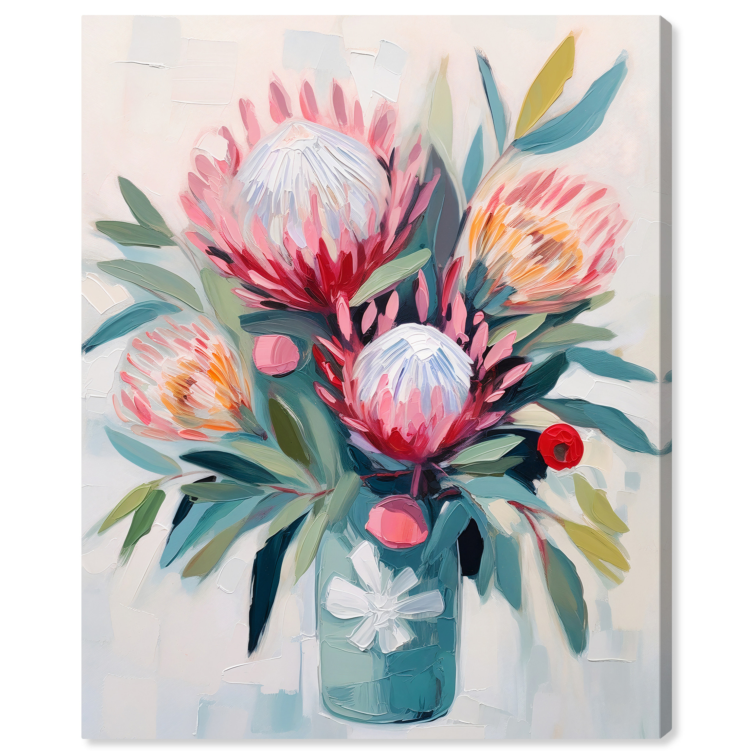 Winston Porter Floral and Botanical Flowers in Teal Cabin / Lodge Blue ...