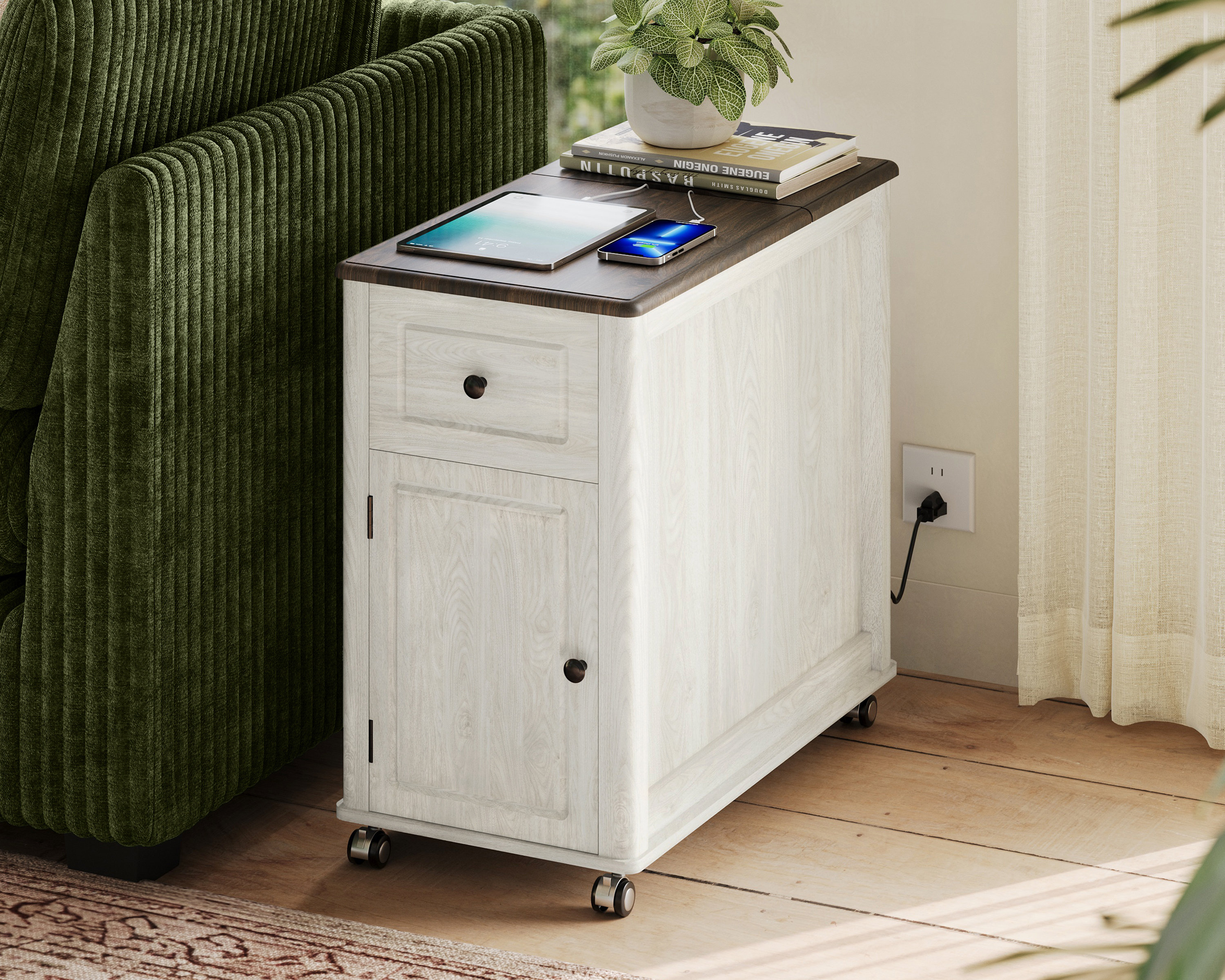 One Allium Way® End Table With Storage Charging Station Hidden Usb ...