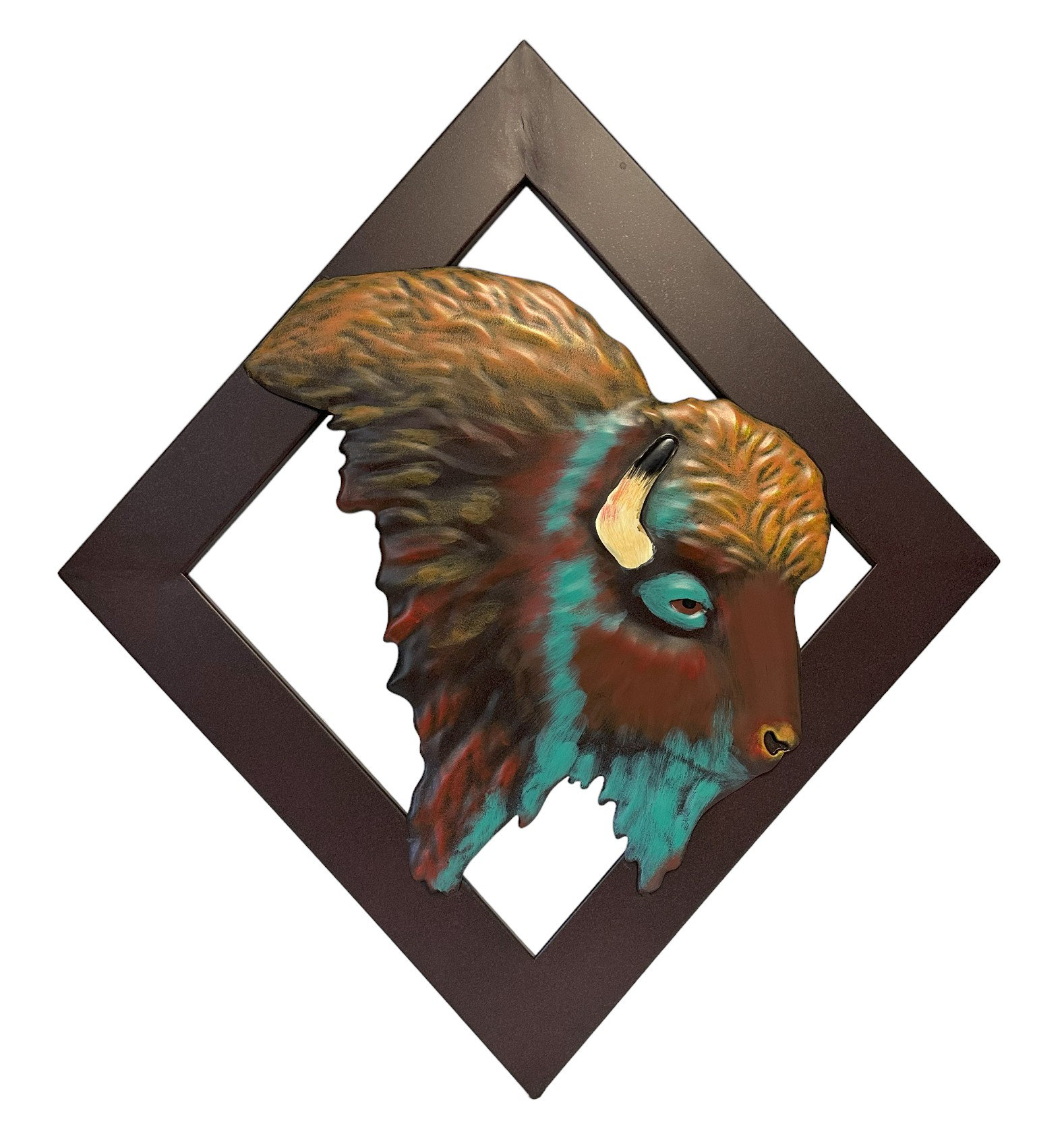 Loon Peak® Metal Buffalo Bison Head Painted Rustic Southwestern Country ...