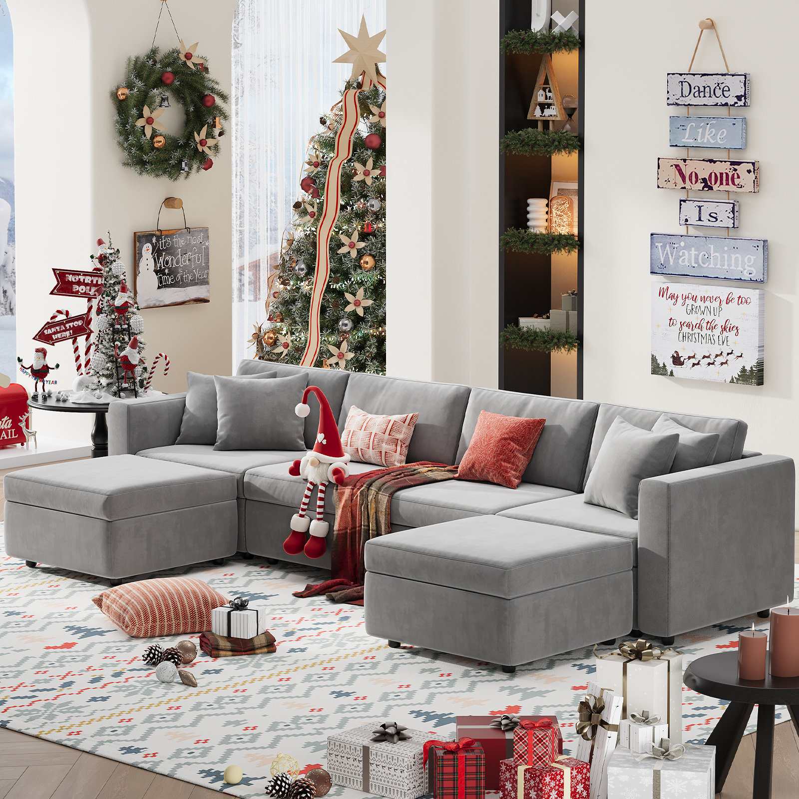 PPorfamilia 4 Seats Sofa Set, Deep Seat Modular Sectional Sofa, Modern ...