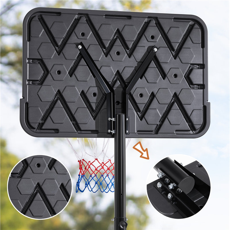 Yaheetech Height Adjustable Metal Portable Full-Size Basketball Hoop ...