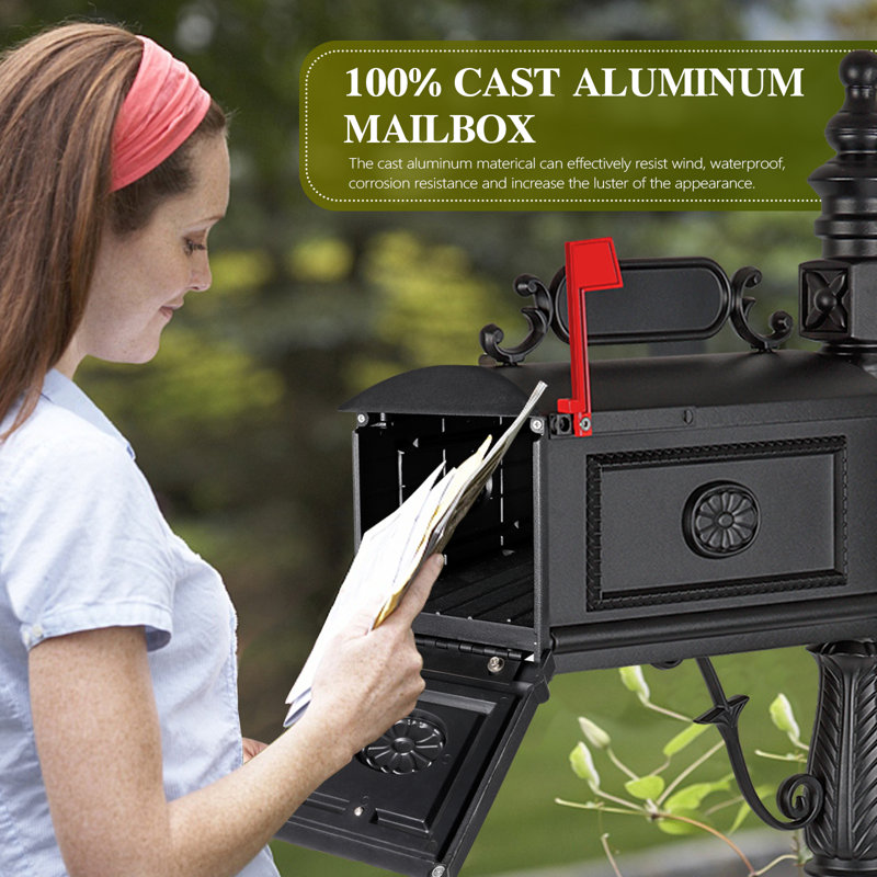 Polar Aurora Cast Aluminum Mailbox With Post Barcelona Decorative ...