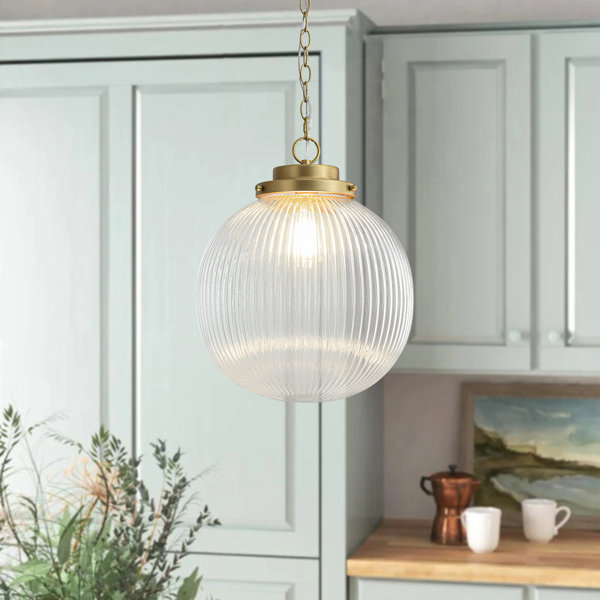 Mercer41 1-Light Ribbed Glass Globe Pendant | Wayfair