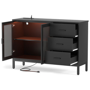 Wrought Studio™ 45.27'' Coffee Wine Bar Cabinet With LED Light ...