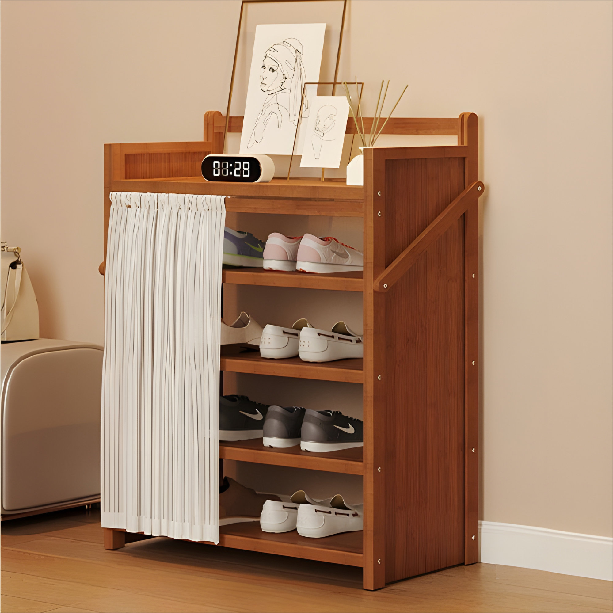 Red Barrel Studio® Multi Layer Bamboo Folding Non Installation Shoe ...