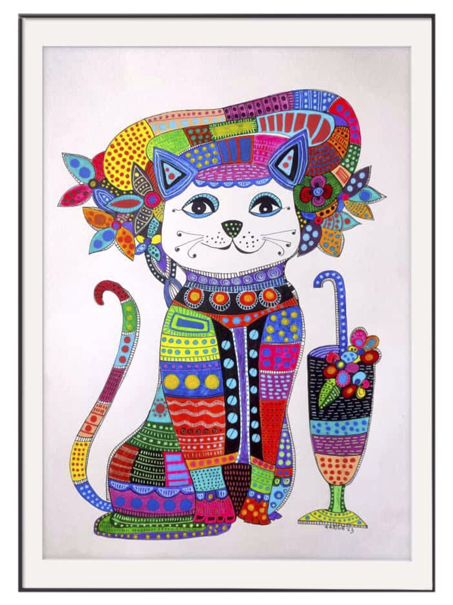 Exotic India Cat's Day Out - Cute Cat Painting | Acrylic And Ink On ...