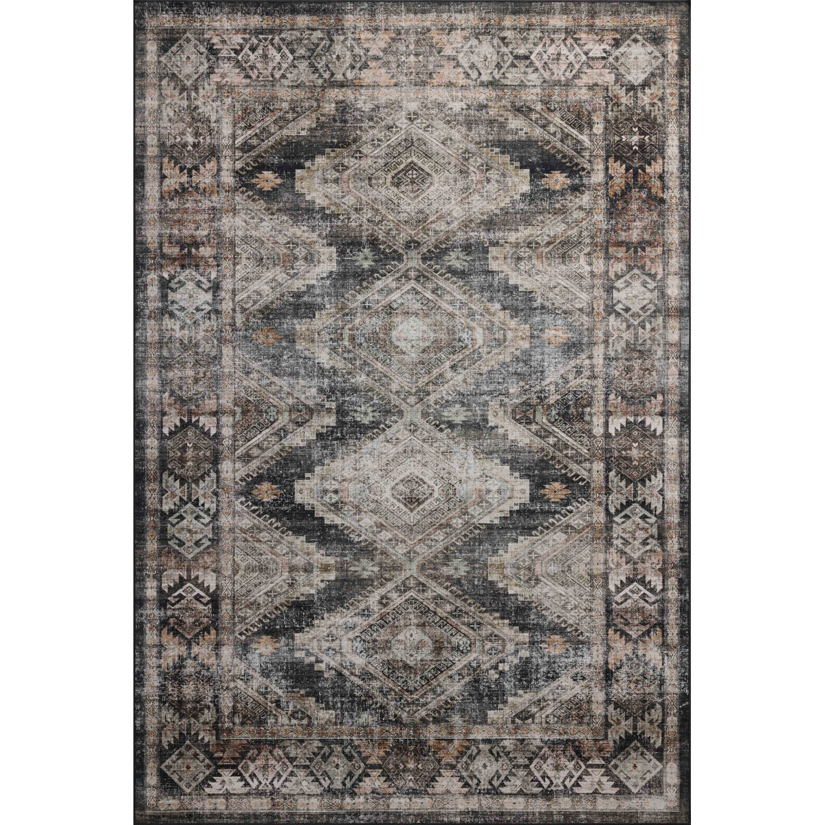 Amber Lewis x Loloi Machine Washable Josie Ink / Earth Area Rug ...