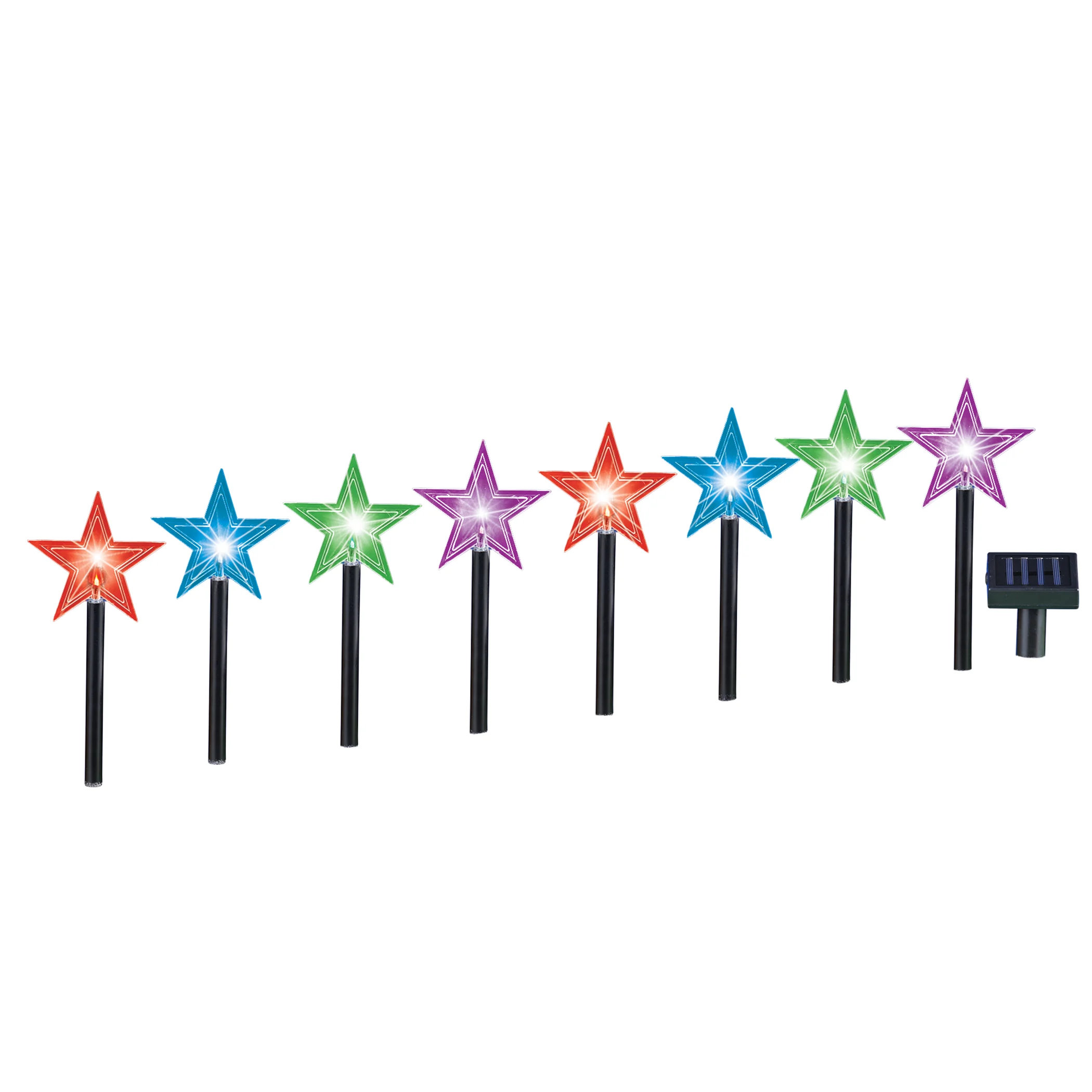 The Holiday Aisle® Solar Powered Color-Changing Star Path Lights - Set ...