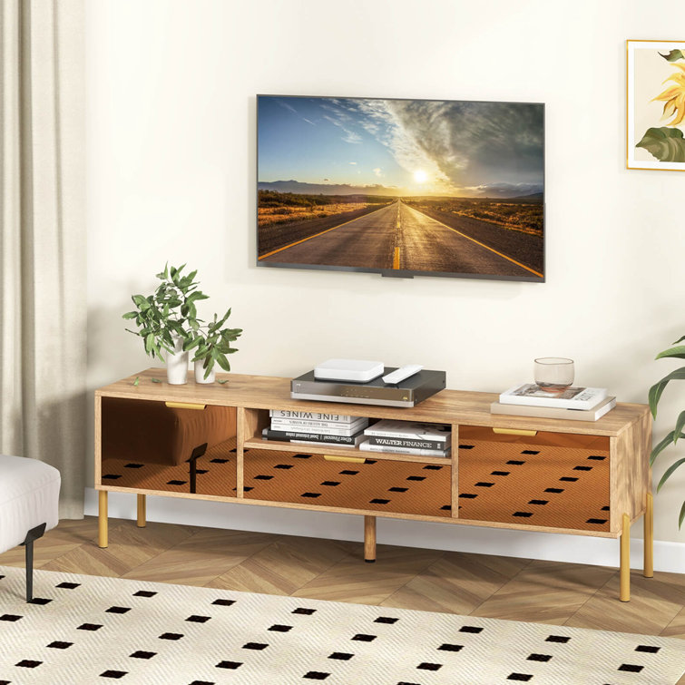 Mercer41 Mirrored Tv Stand For Tv Up To 65" Modern Tv Console Table ...