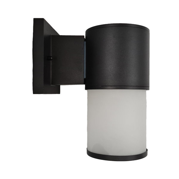 Ebern Designs Zymari Black 8.6" H Frosted Glass Outdoor Armed Sconce ...