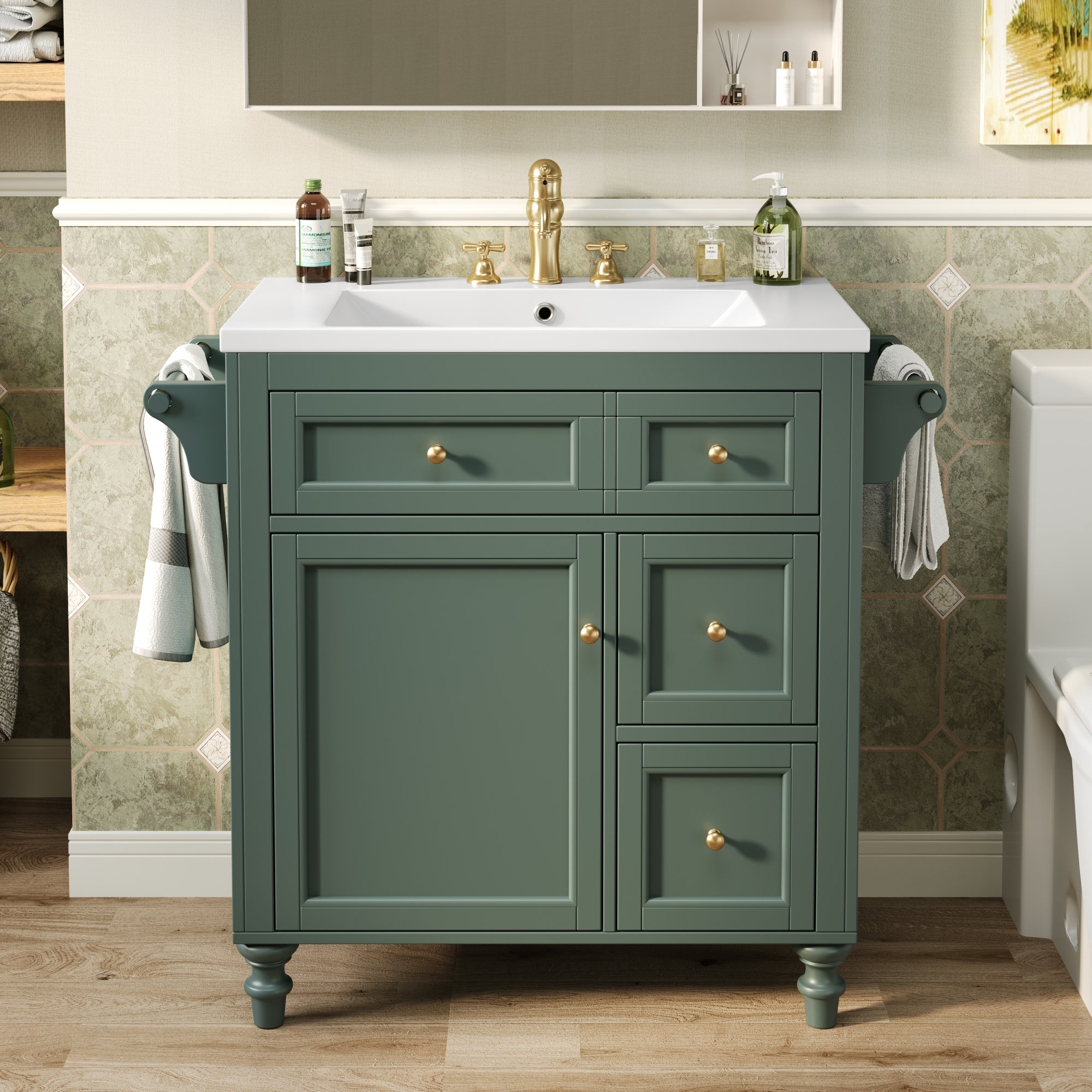 Charlton Home® " modern bathroom vanity | single sink top | 2 drawers ...