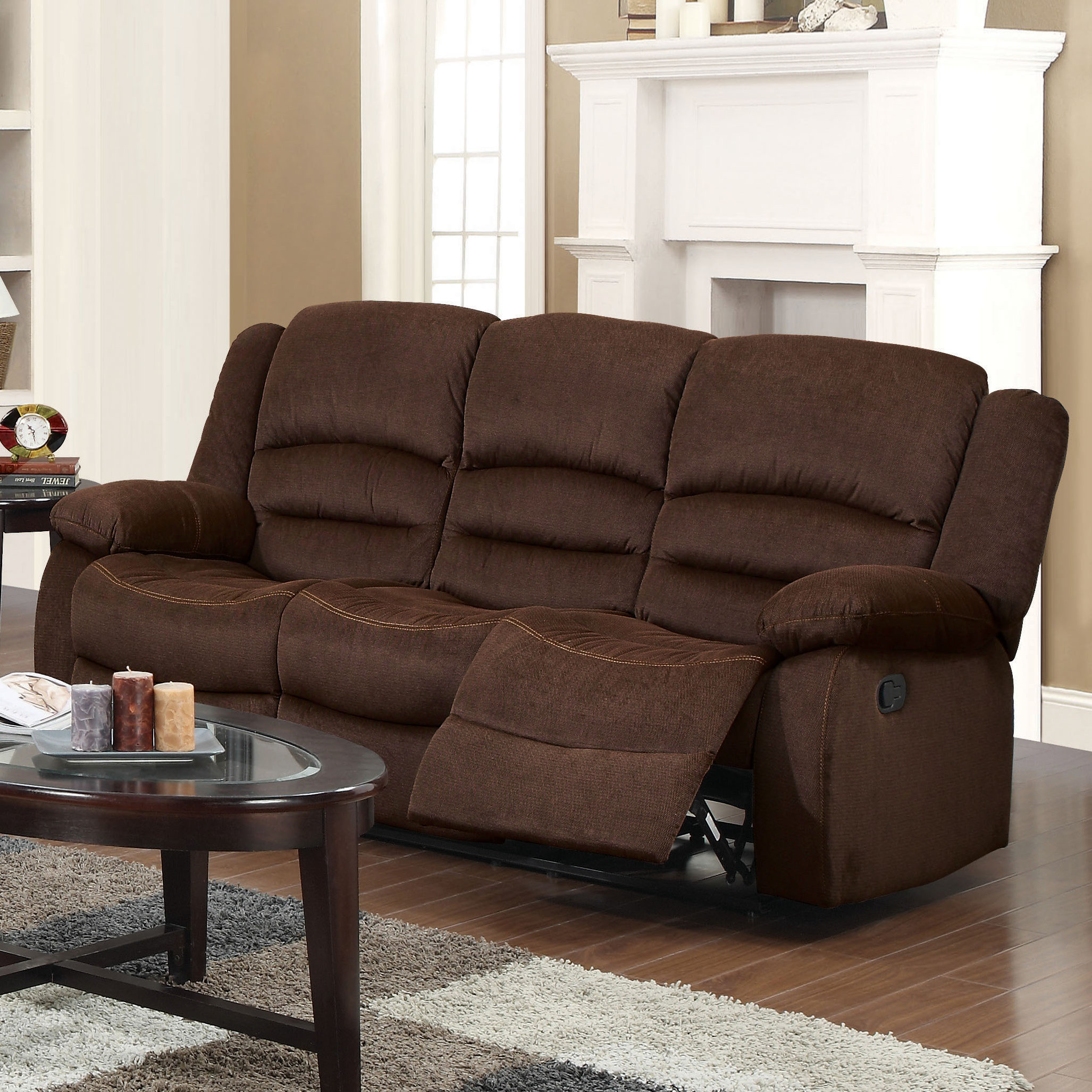 Red Barrel Studio® Bailey Upholstered Reclining Sofa with Pillow Top ...