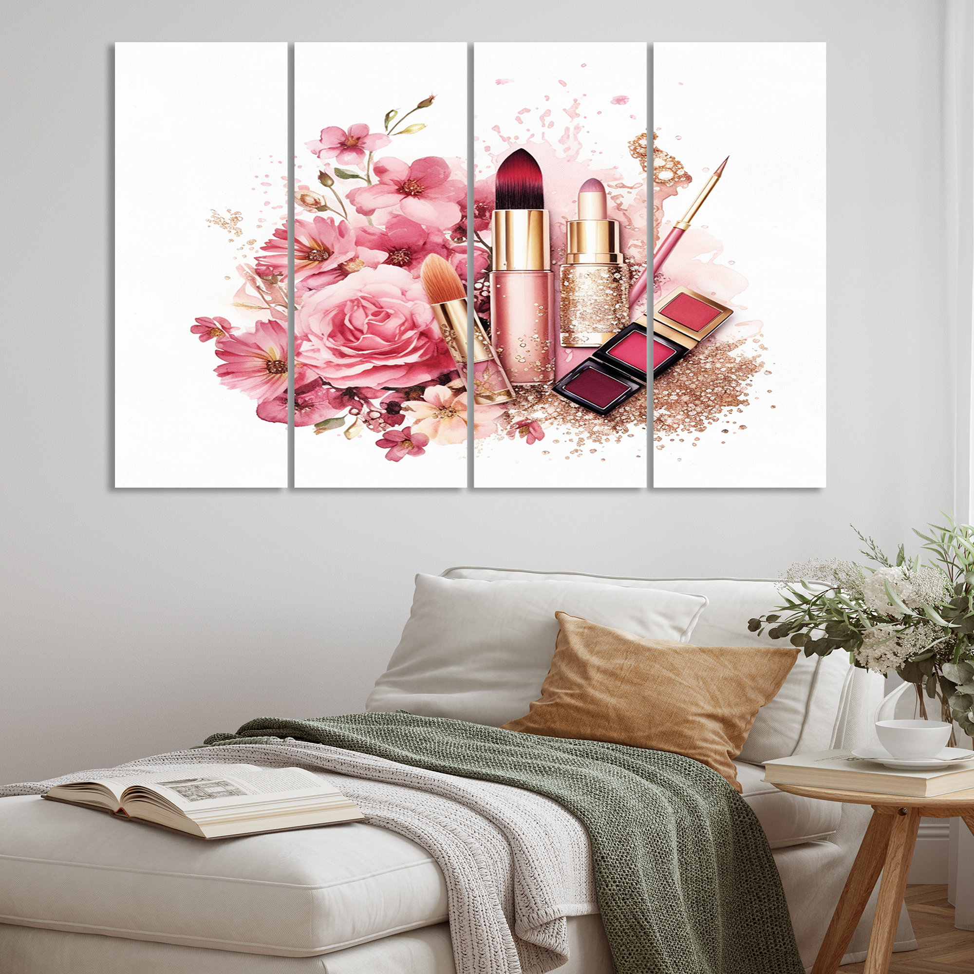Mercer41 Boho Chic Cosmetics Elegant Make-up On Canvas 4 Pieces Print ...