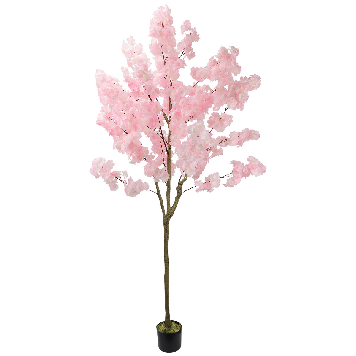 Mercer41 6ft Cherry Blossom Tree, Artificial Pink Faux Cherry Blossom ...