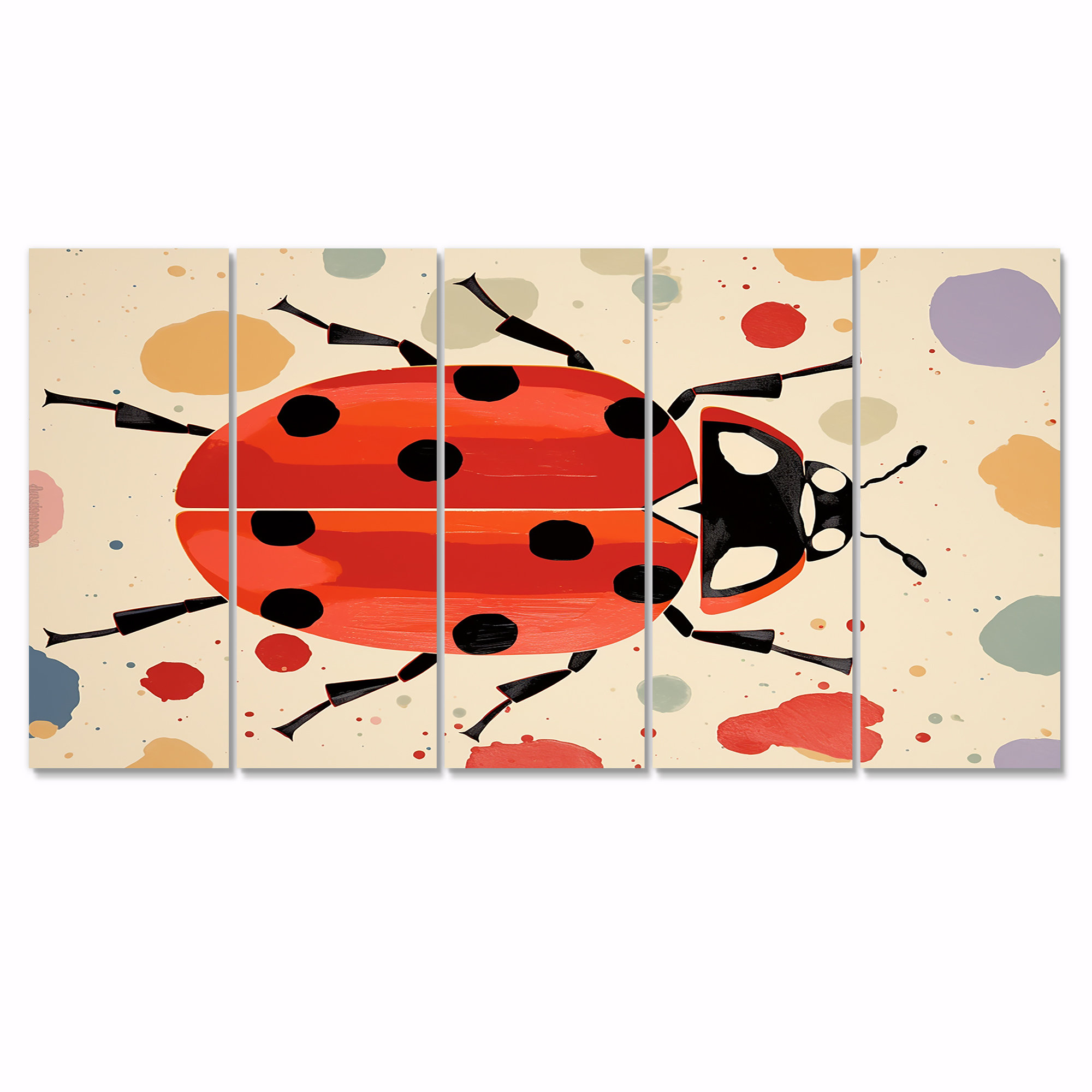 Gracie Oaks Lady Bug Vintage Retro Illustration - Insects & Bugs Wall ...