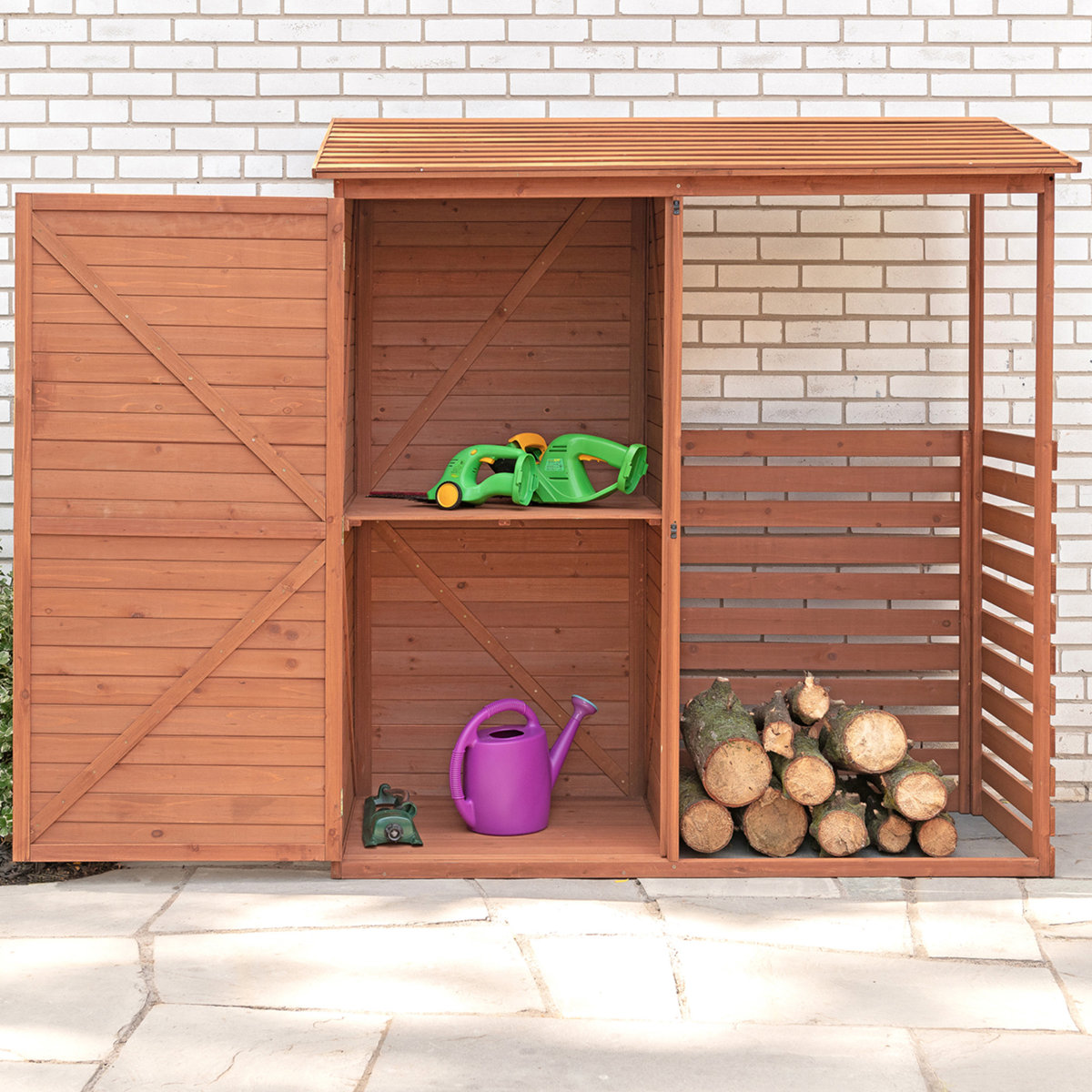 Symple Stuff Duprey Combination 6 Ft. x 2 Ft. Wood Log Store & Reviews ...