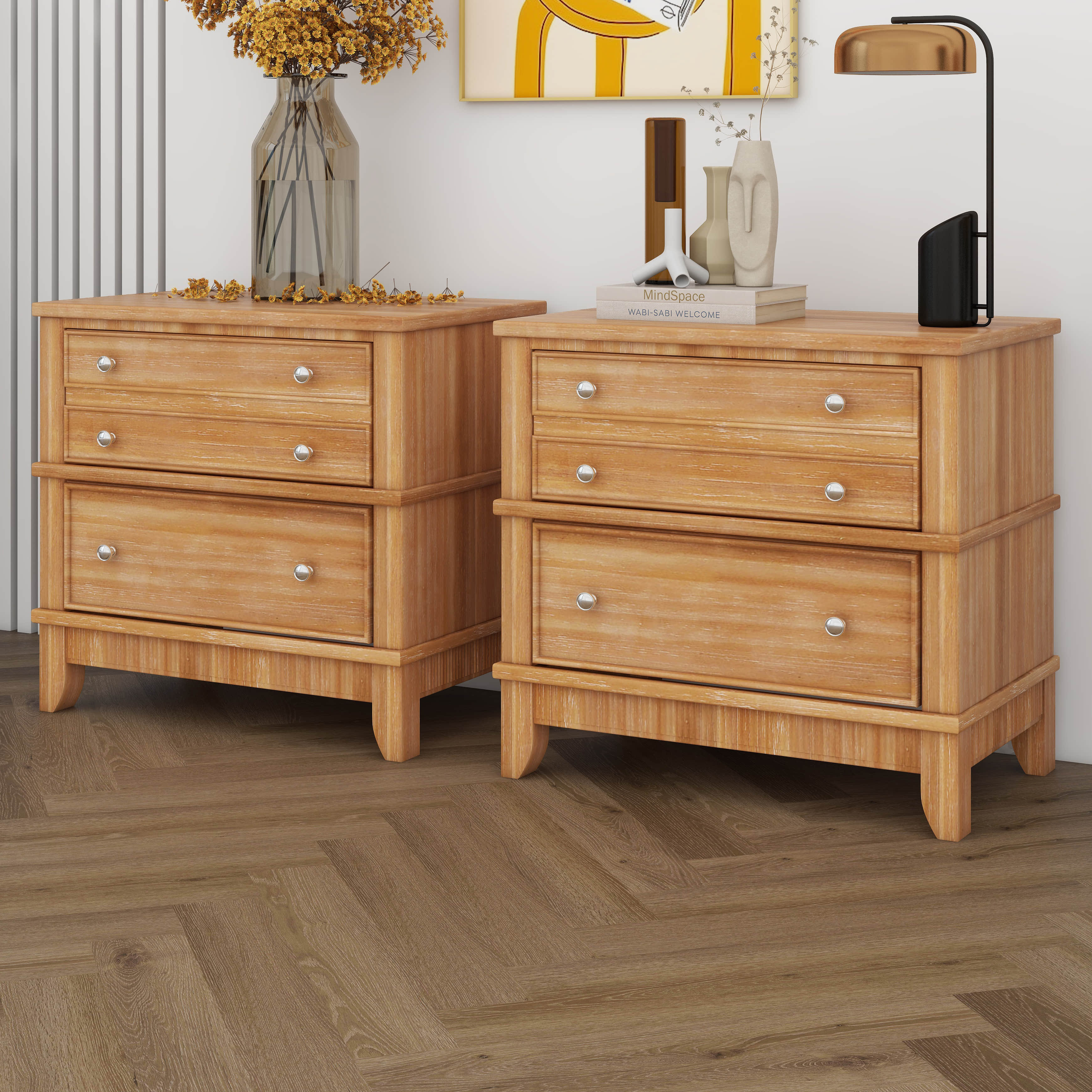 Ophelia & Co. 3-Drawer Hazel 3-Drawer Side Table For Living Room, Hallway, Entryway, Wood ...