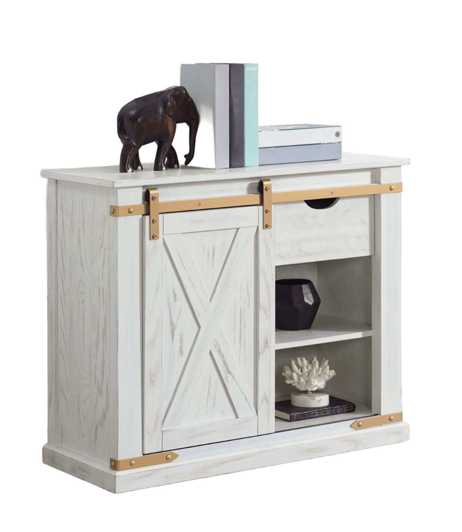 Everly Quinn Rustic Antique White Sofa Table with Drawers, Perfect for ...