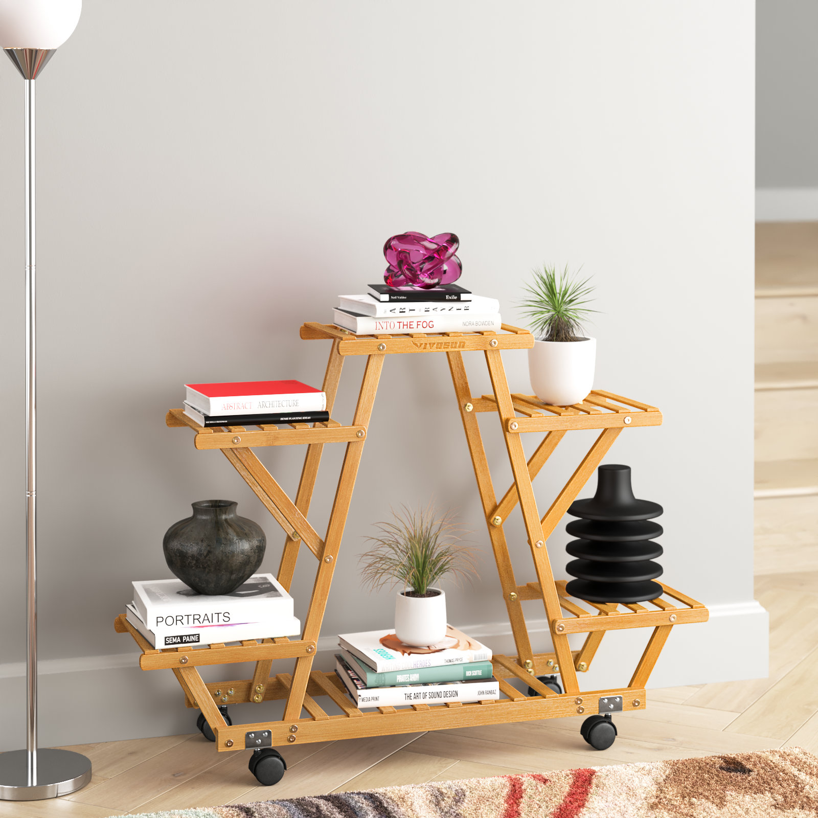 Wade Logan Arvile Free Form Multi-tiered Bamboo Plant Stand & Reviews ...