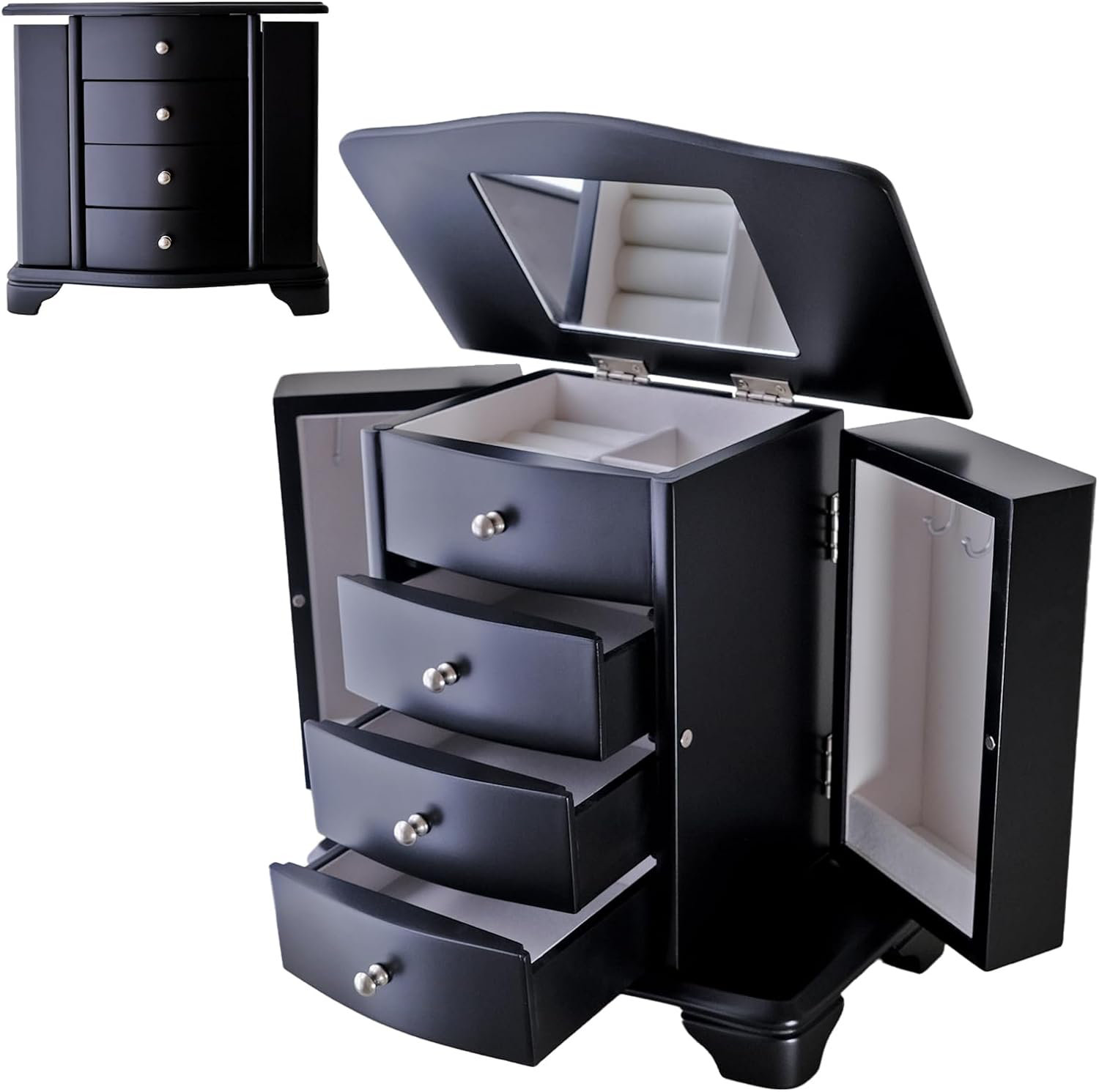 Red Barrel Studio® Jewelry Organizer –Tower Style Wooden Jewelry Box ...