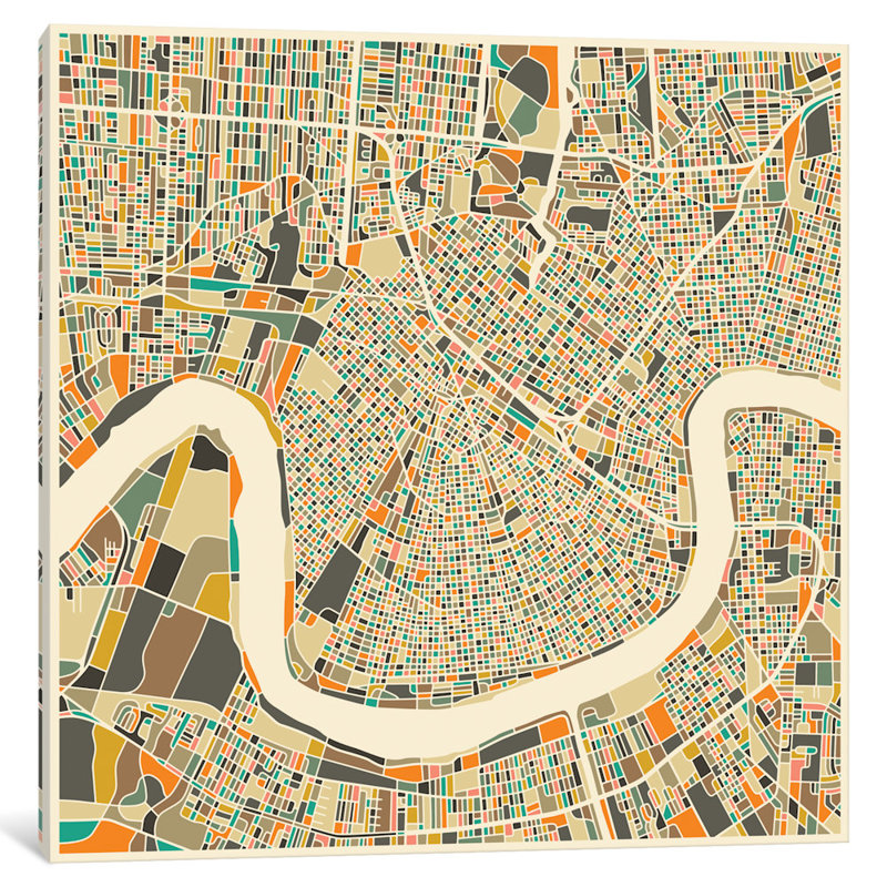 Bless international Abstract City Map Of New Orleans On Canvas by ...