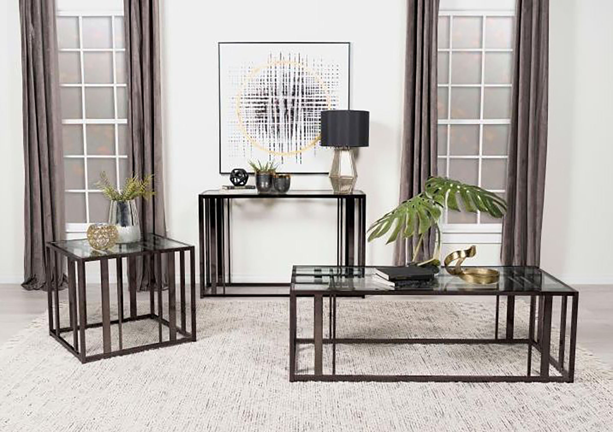 AndrewHomeStudio Anthoins 3 - Piece Glass Top Living Room Table Set ...
