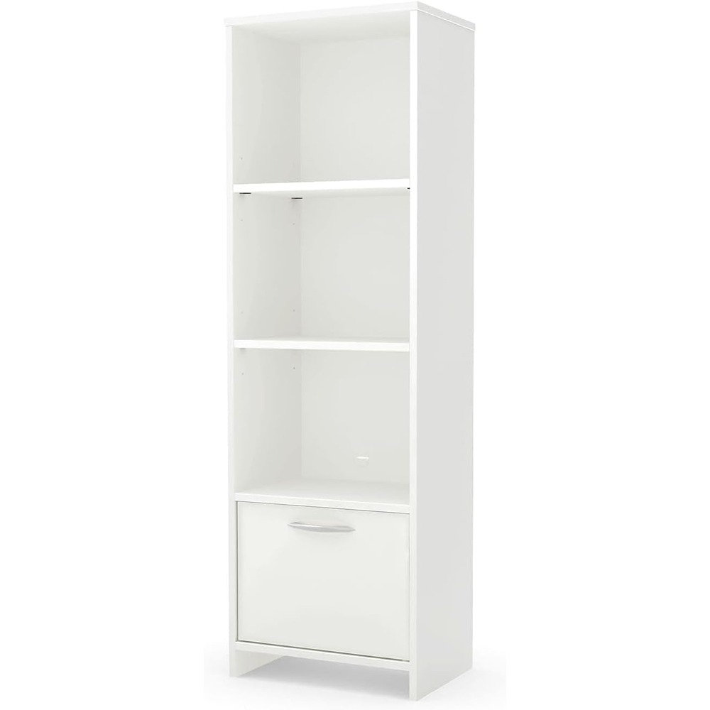 Latitude Run® Narrow 3-Shelf Storage Bookcase With Door, Pure White ...