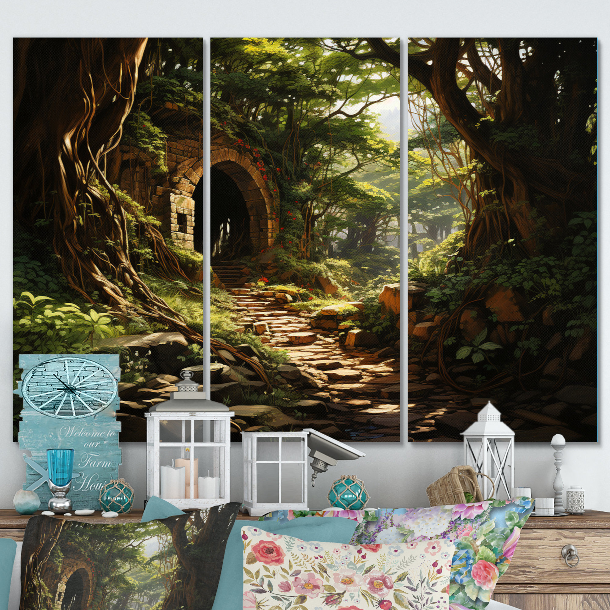 Loon Peak Green Tunnel Enchanted Forest Earthy I - Landscapes Metal Art ...