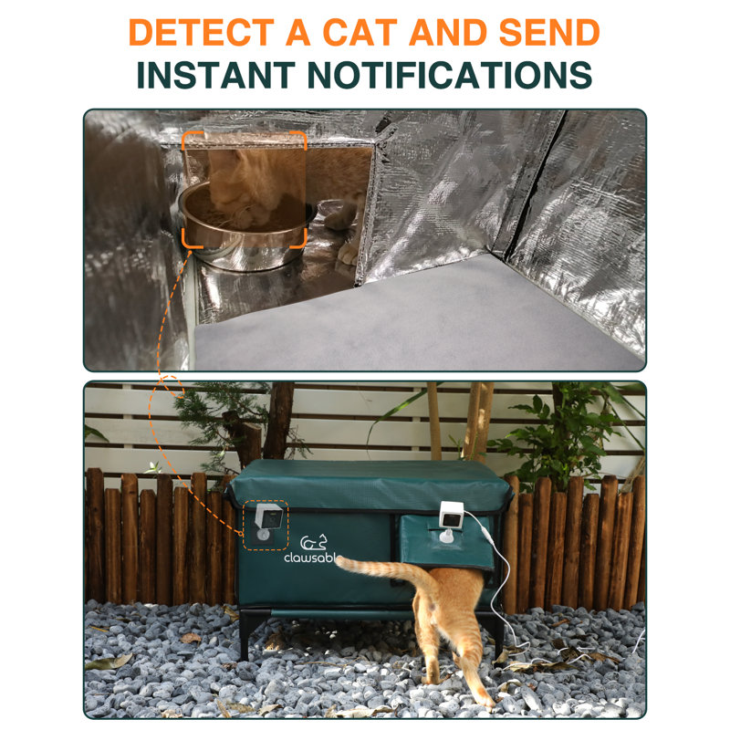 Clawsable Elevated Outdoor Heated Cat House With Built In Camera ...
