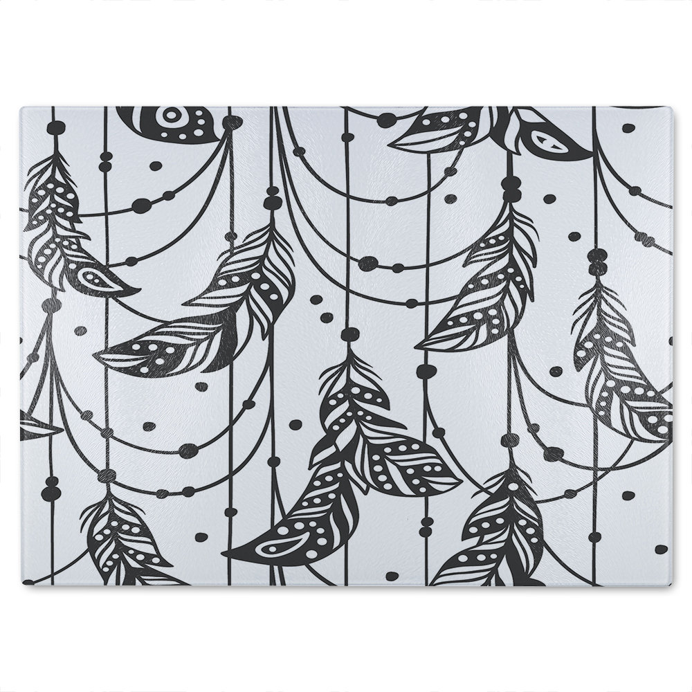 Andrew Lee Hand Drawn Bohemian Chic Style Glass Chopping Board ...