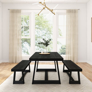 17 Stories Melisa 4 - Person Solid Wood Dining Set & Reviews | Wayfair