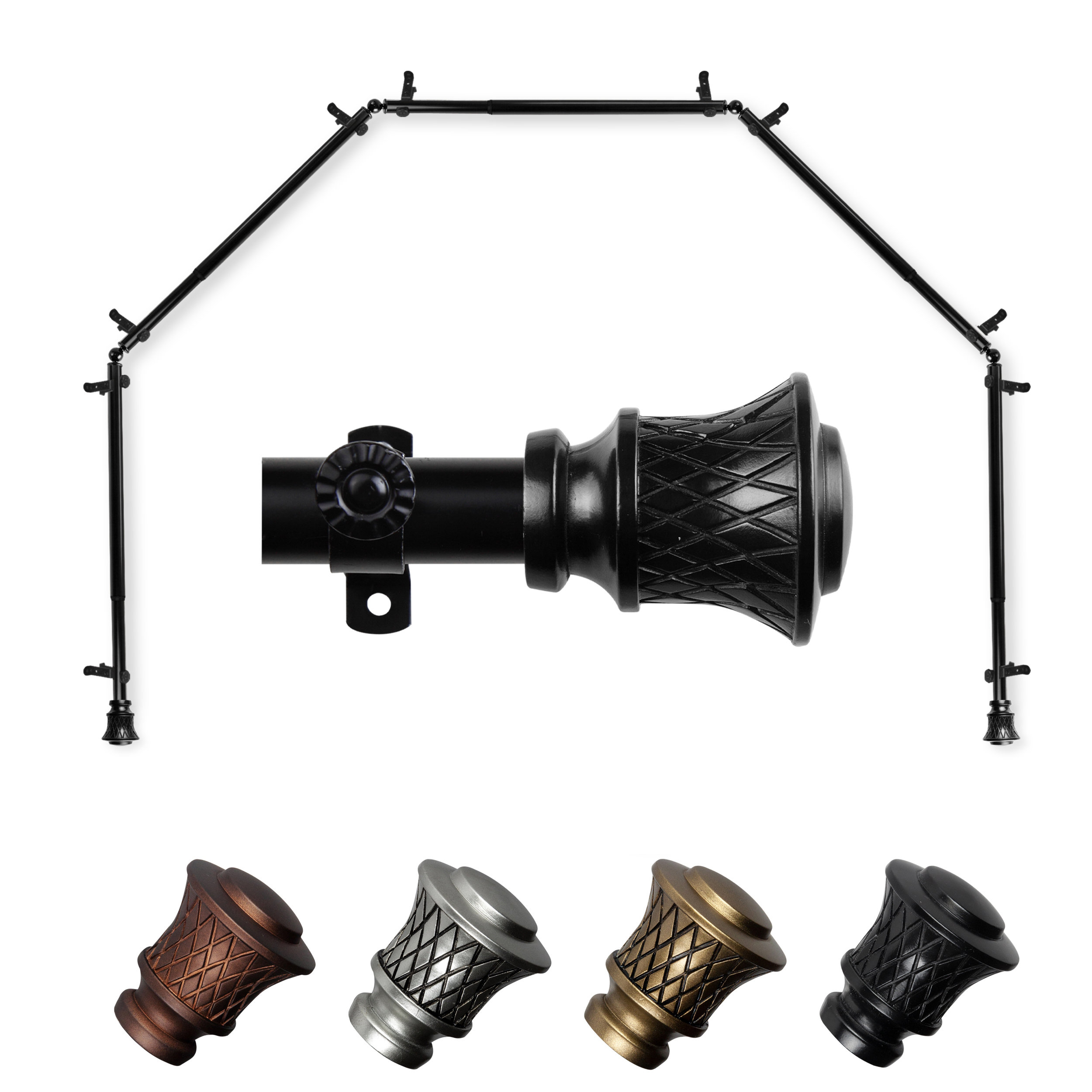 Winston Porter Lennart 13/16" 5-Sided Bay Window Curtain Rod - Antique ...