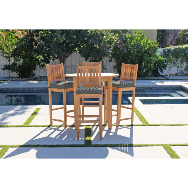 Willow Creek Designs Huntington Outdoor 5 - Piece Teak Bar Height ...