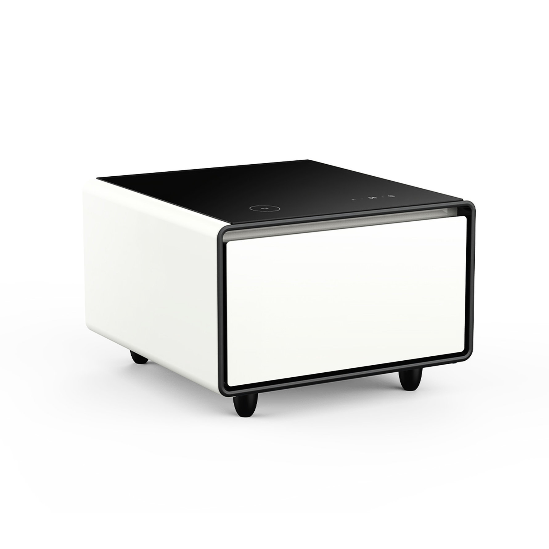 Orren Ellis Black Modern Side Table With Built-in Fridge, Wireless ...
