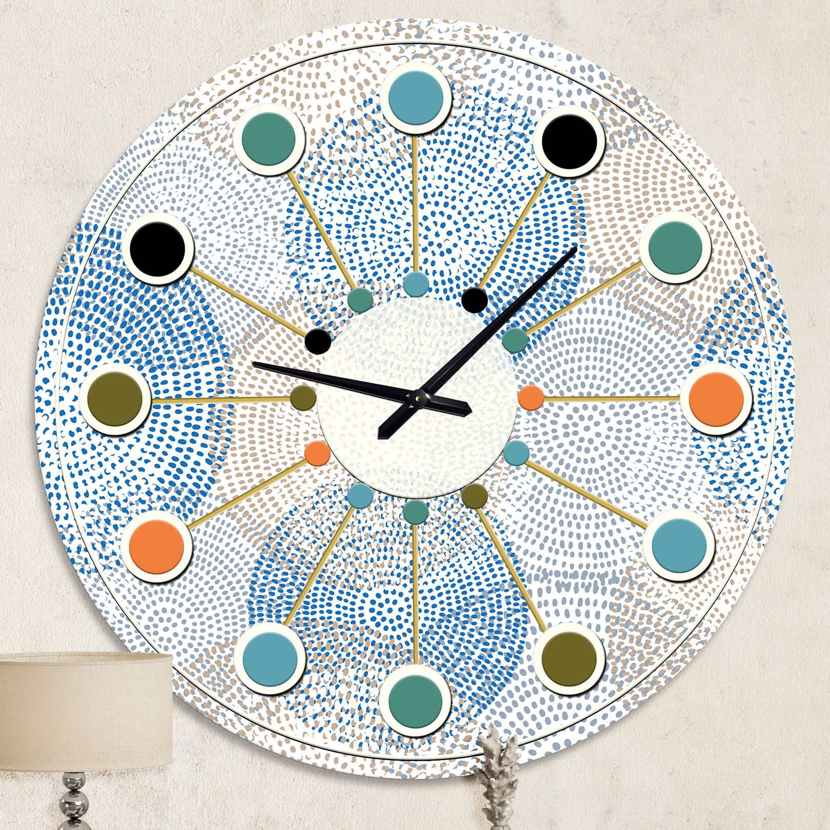 East Urban Home Abstract Retro Design I - Mid-Century Modern wall clock ...