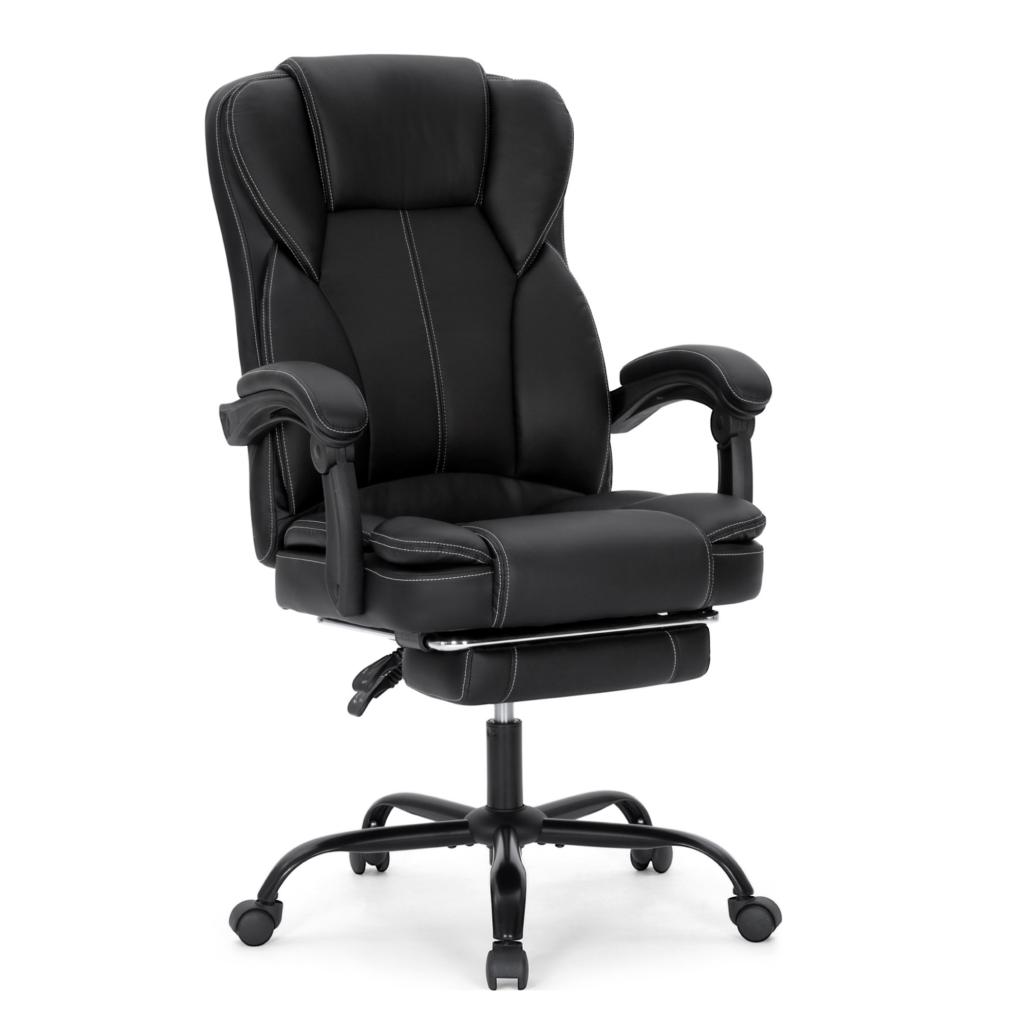 Alphamarts Ergonomic PU Leather Office Chair with 3D Lumbar, Reclining ...