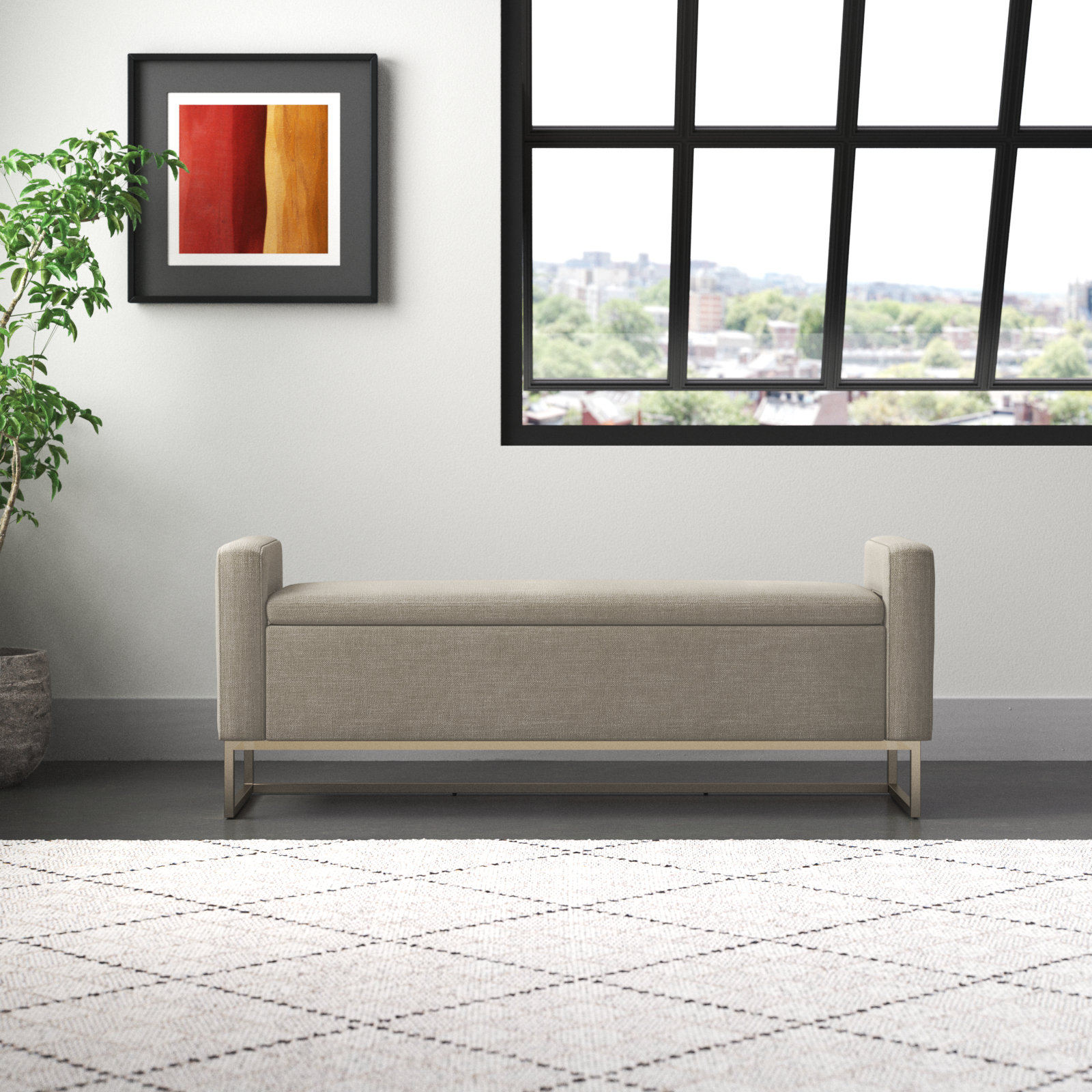 Wade Logan Anavaeh Minimalist 59'' Wide Upholstered Flip Top Storage ...