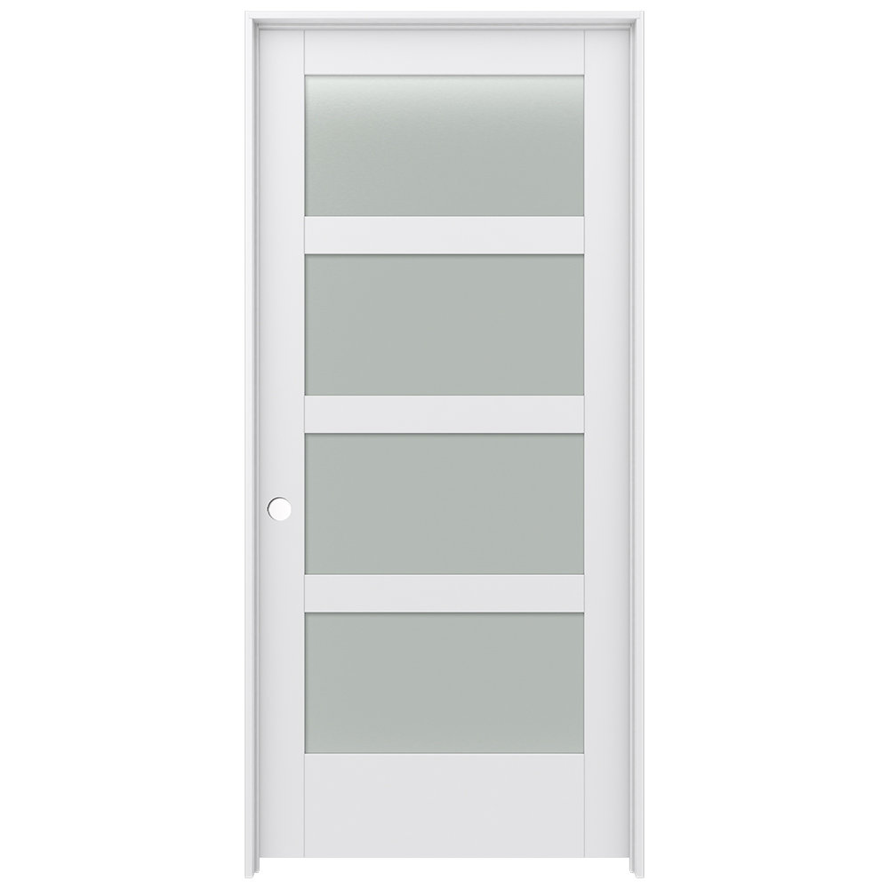 JELD-WEN MODA 4-Lite Frosted Glass Primed Prehung Interior Door | Wayfair