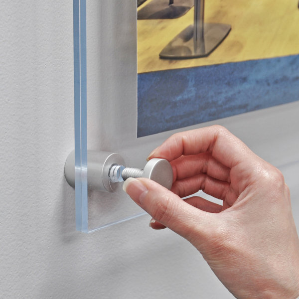Azar Displays Floating Acrylic Wall Frame with Silver Stand Off Caps ...