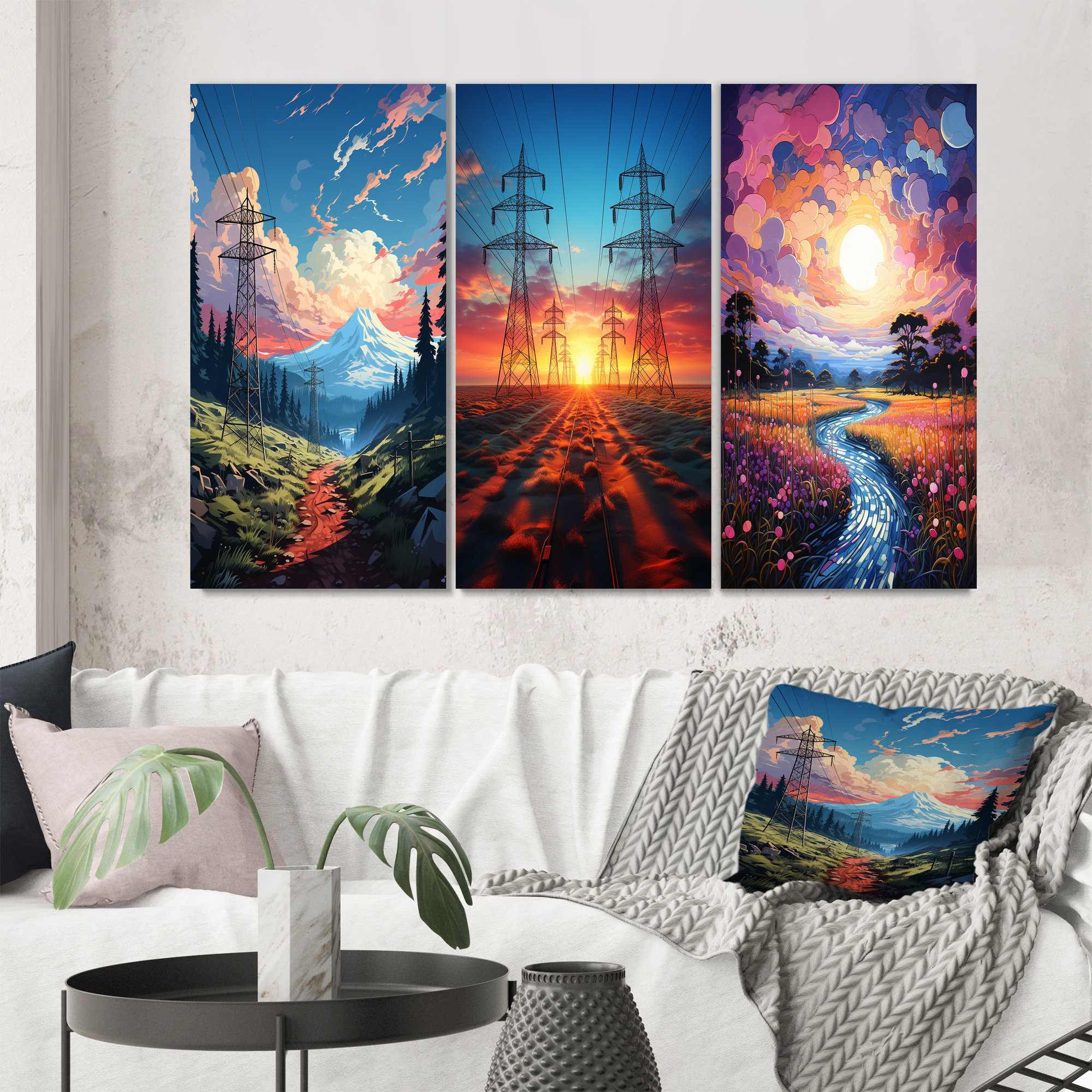 Millwood Pines " Power Lines Power Harmony " 3 - Pieces on Canvas | Wayfair