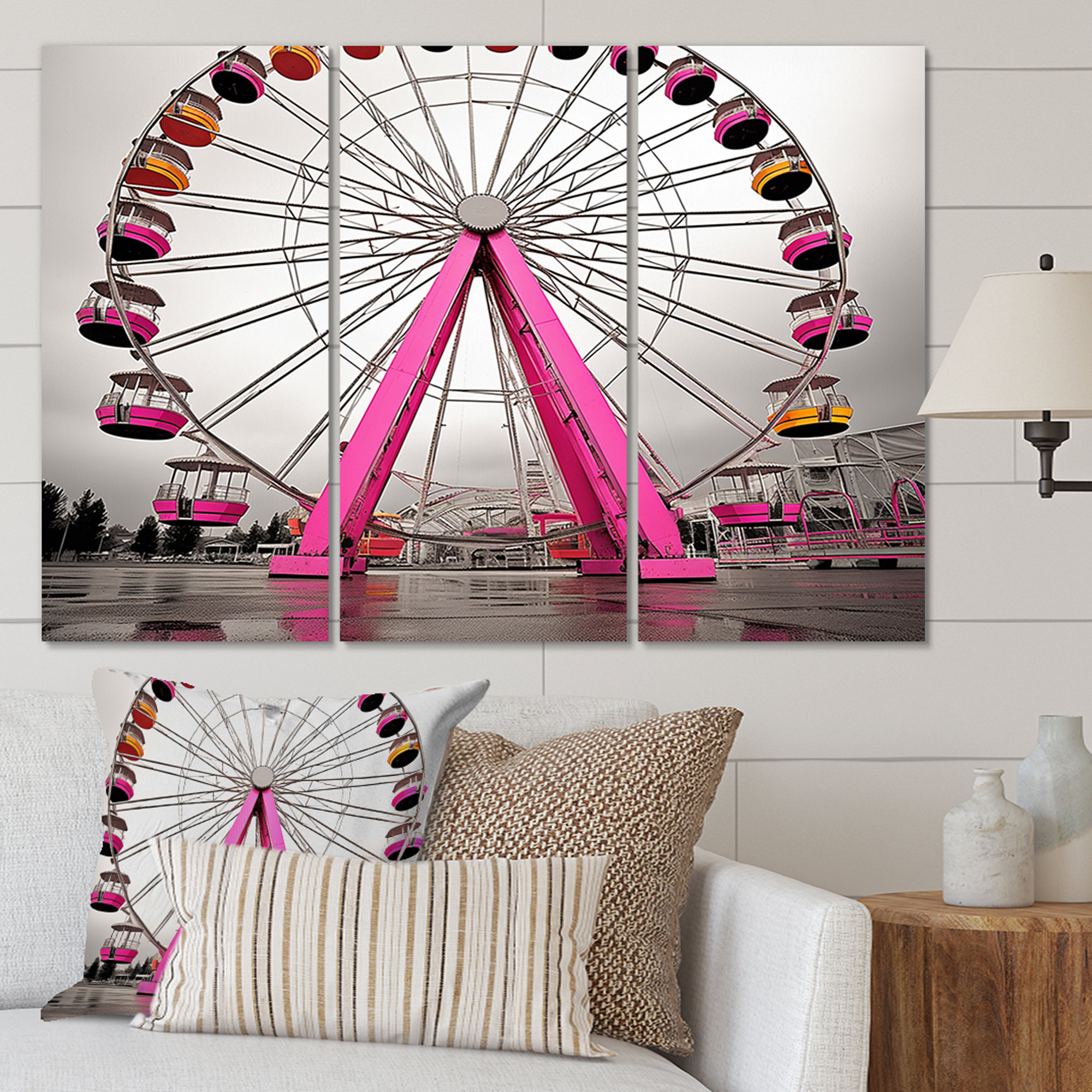 Ebern Designs Pink Ferris Wheel Merrygoround Magic II - Architecture ...